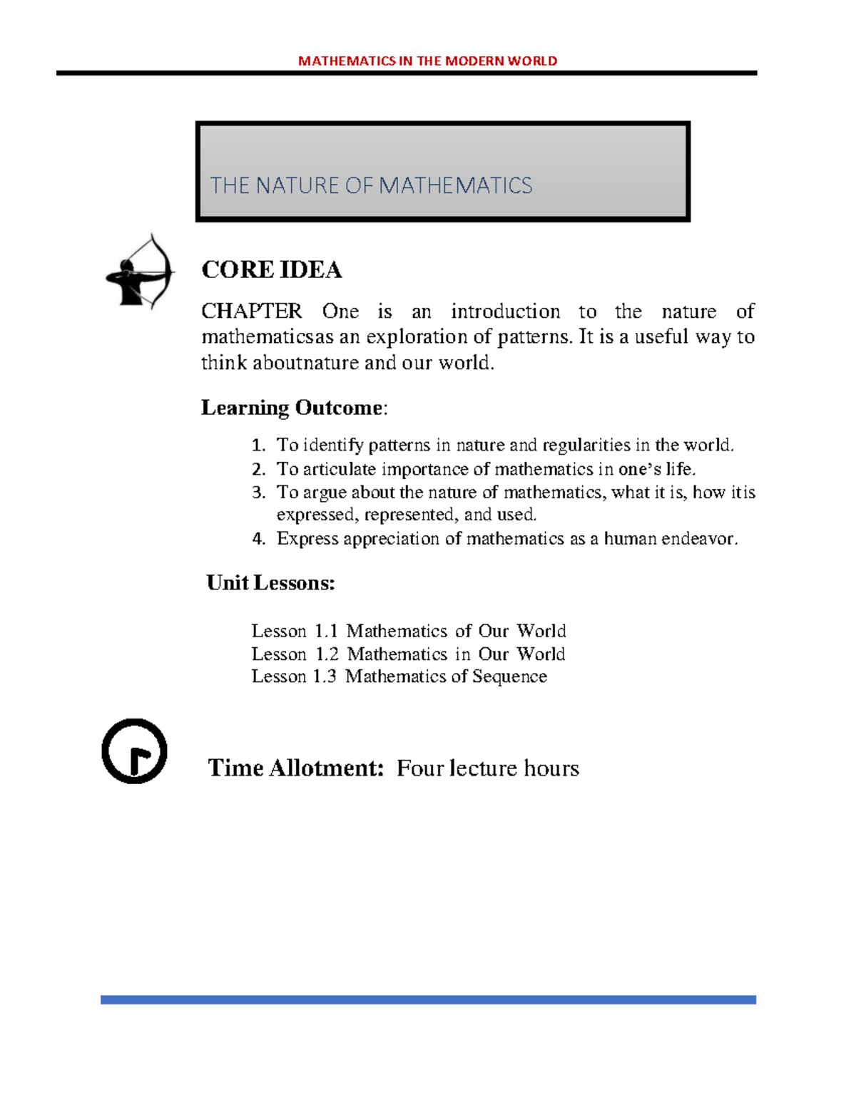 MATHEMATICS IN THE MODERN WORLD: Chapter 1 - The Nature of Mathematics - Studocu