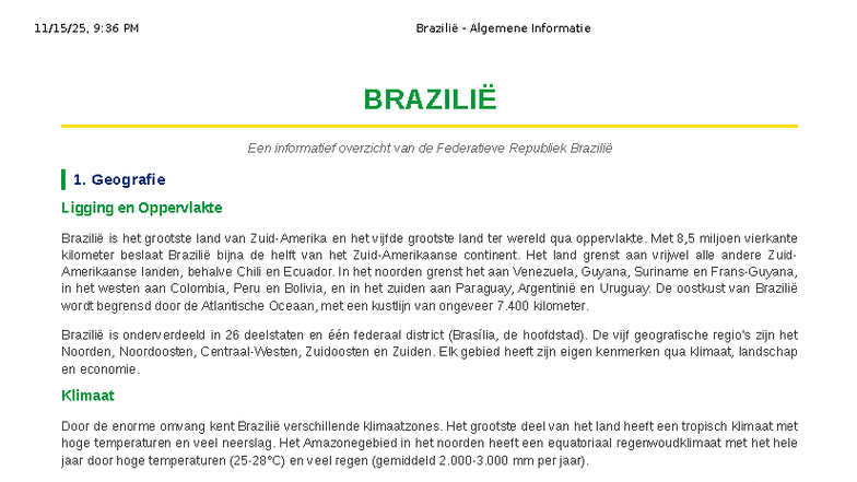 Algemene Informatie over Brazilië: Geografie, Bevolking en Cultuur ...