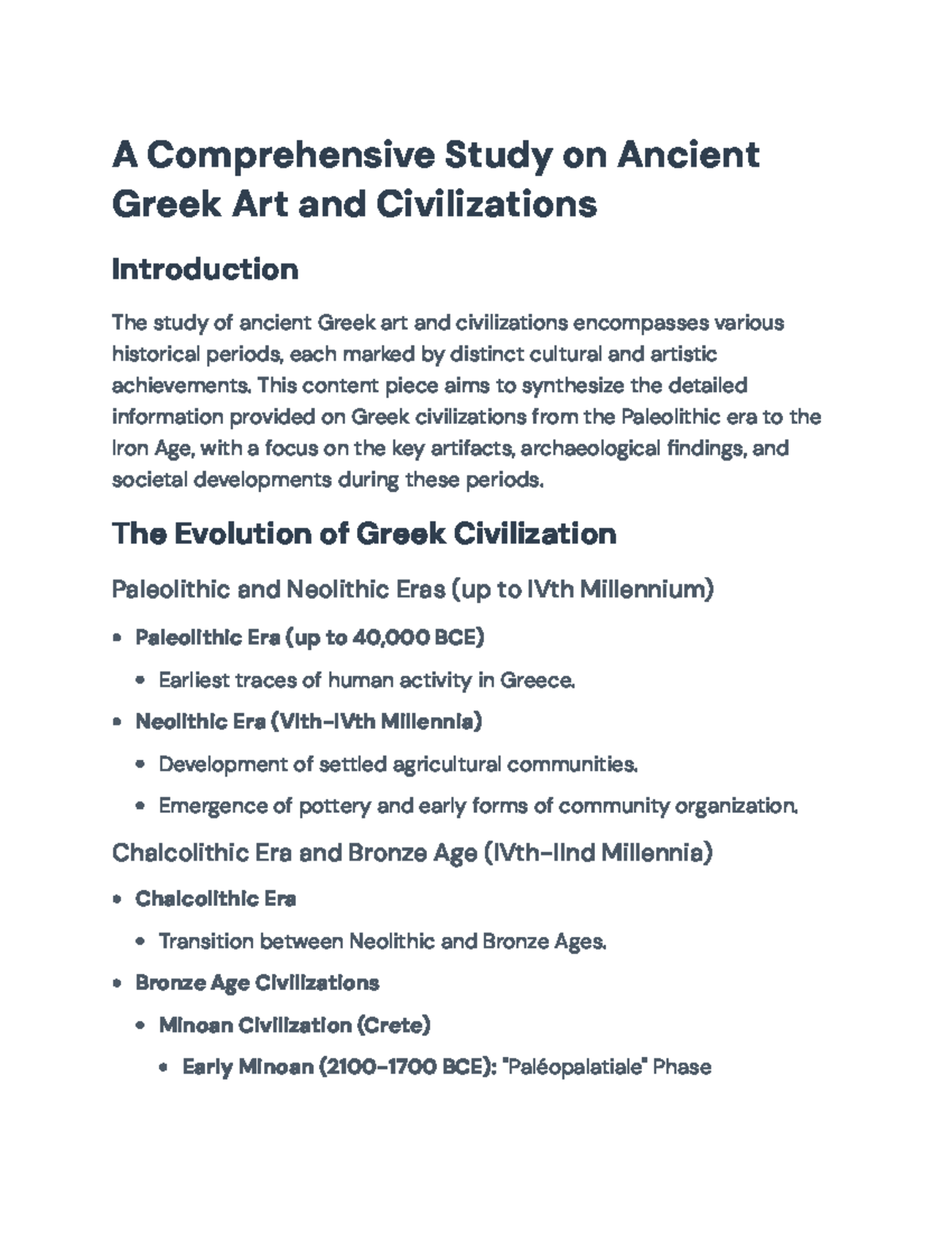 A Comprehensive Overview of Ancient Greek Art and Civilizations - A ...