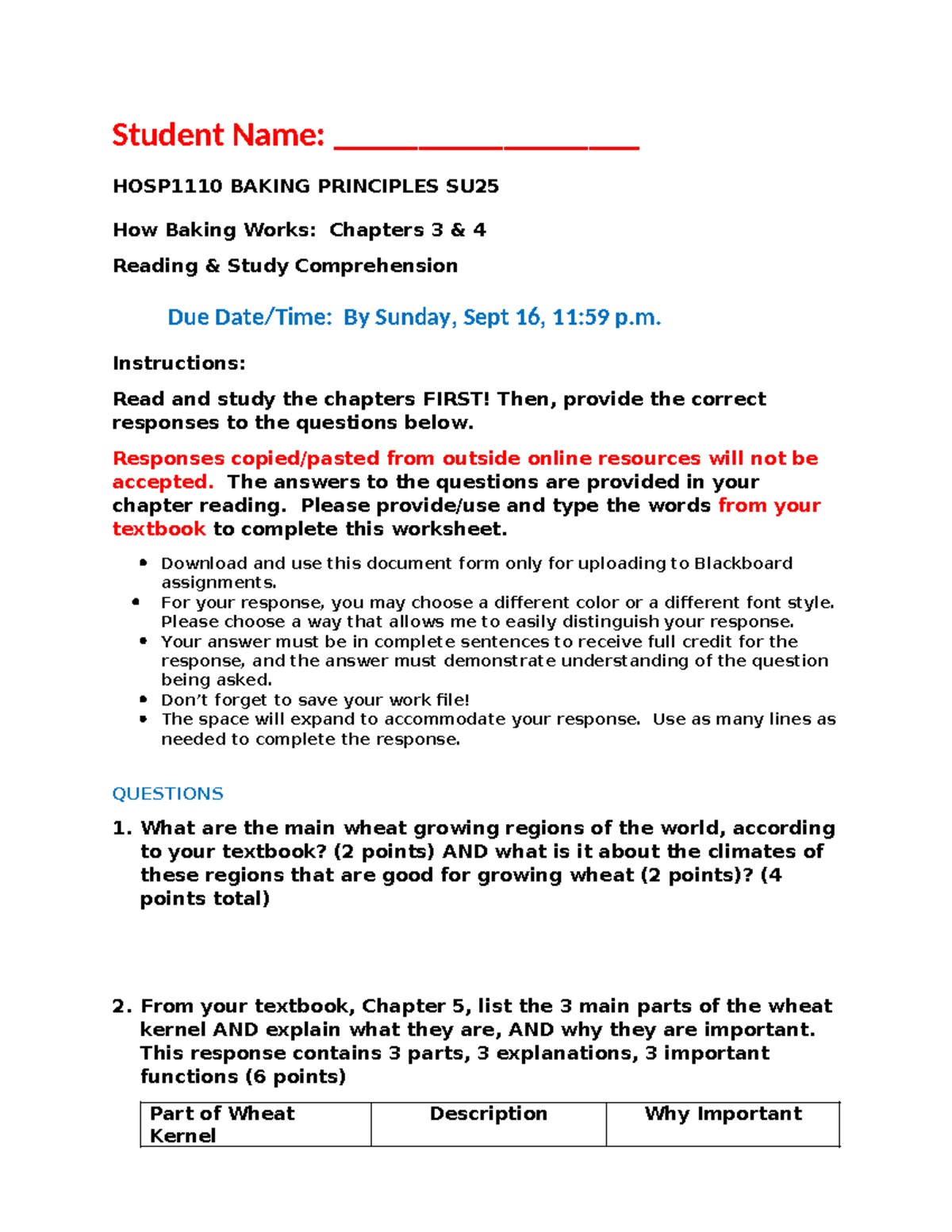 Homework 2: Baking Principles Chapters 5 & 6 Study Guide AU25 - Studocu