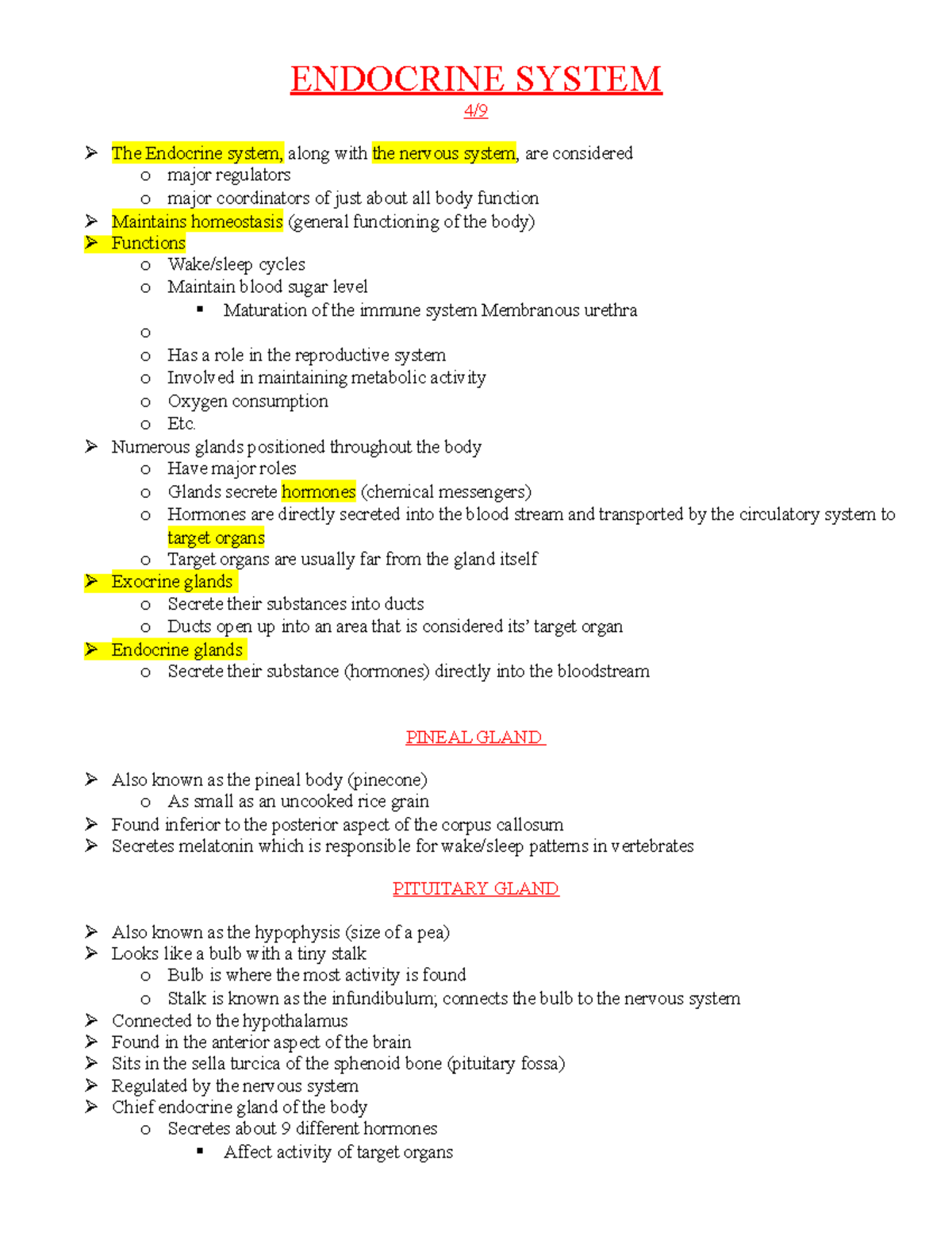 Endocrine System Anatomy - ENDOCRINE SYSTEM 4/ The Endocrine system ...