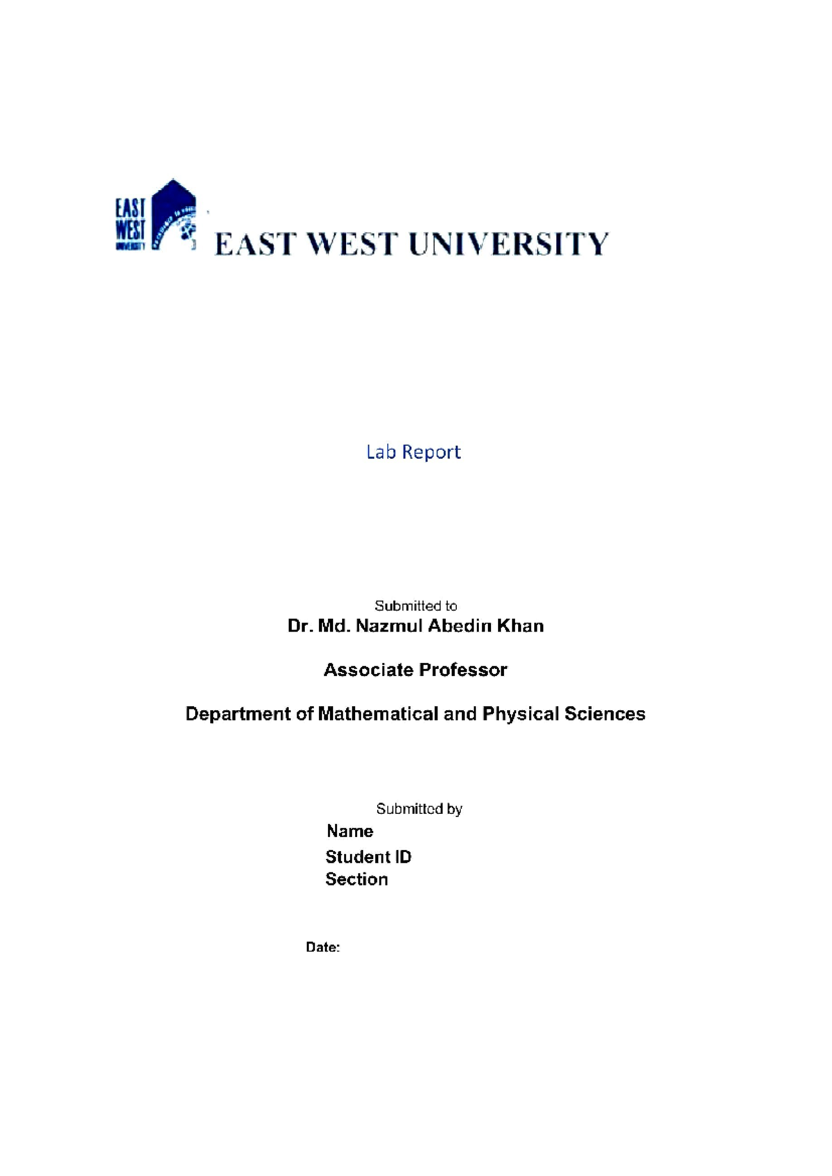 Chemistry-lab-report - Engineering Chemistry - EAST WEST INVERSITY EAST ...