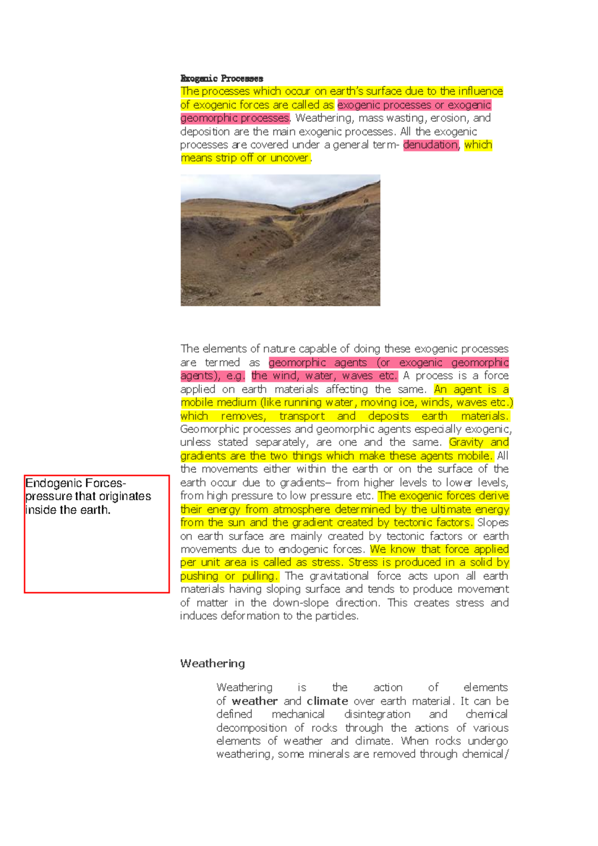 Exogenic Processes - reviewer - ExogenicProcesses The processes which ...