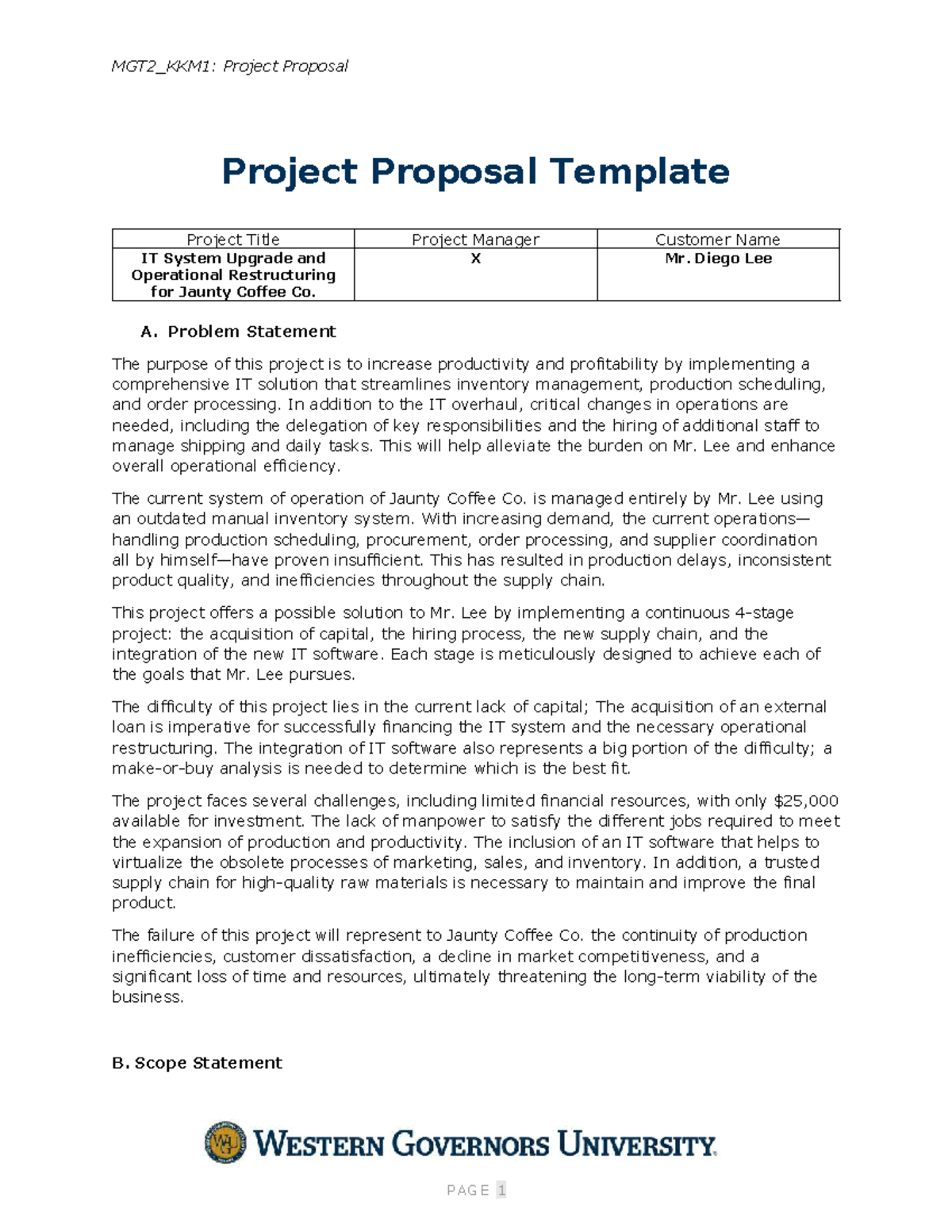 MGT2_KKM1: Project Proposal for IT System Upgrade at Jaunty Coffee Co ...
