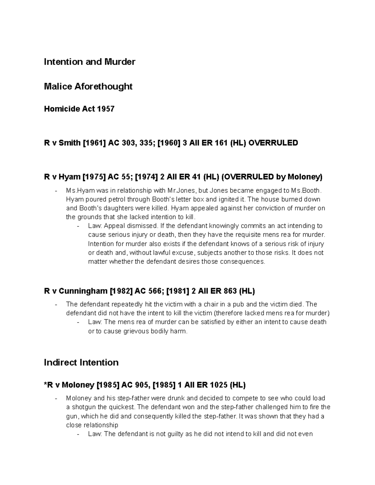 Criminal Law Cases - Murder: Key Elements and Intent Analysis - Studocu