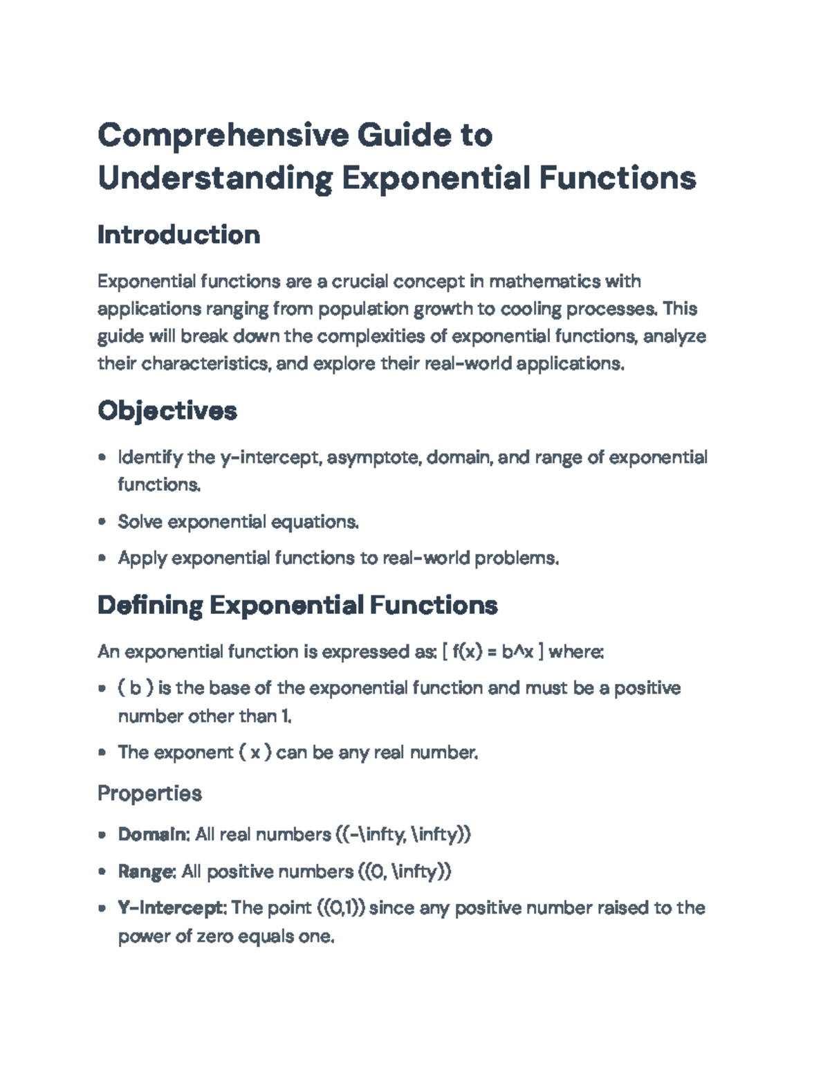 Comprehensive Guide to Exponential Functions and Their Applications ...