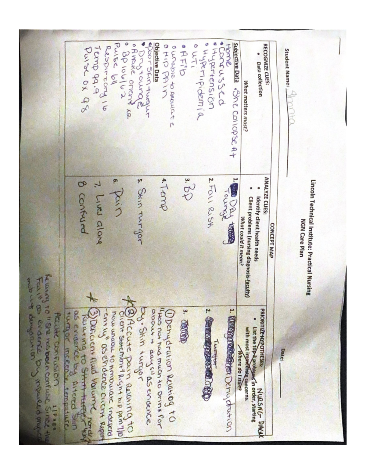 NGN Care Plan: Recognizing and Analyzing CUES for Nursing Care - Studocu