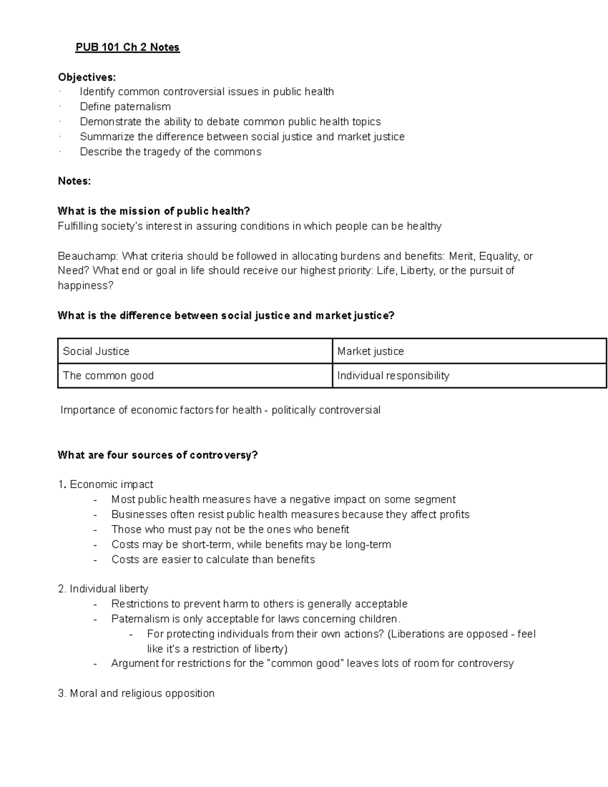 PUB 101 - Chapter 2 & 3 Public Health Controversies Notes - Studocu