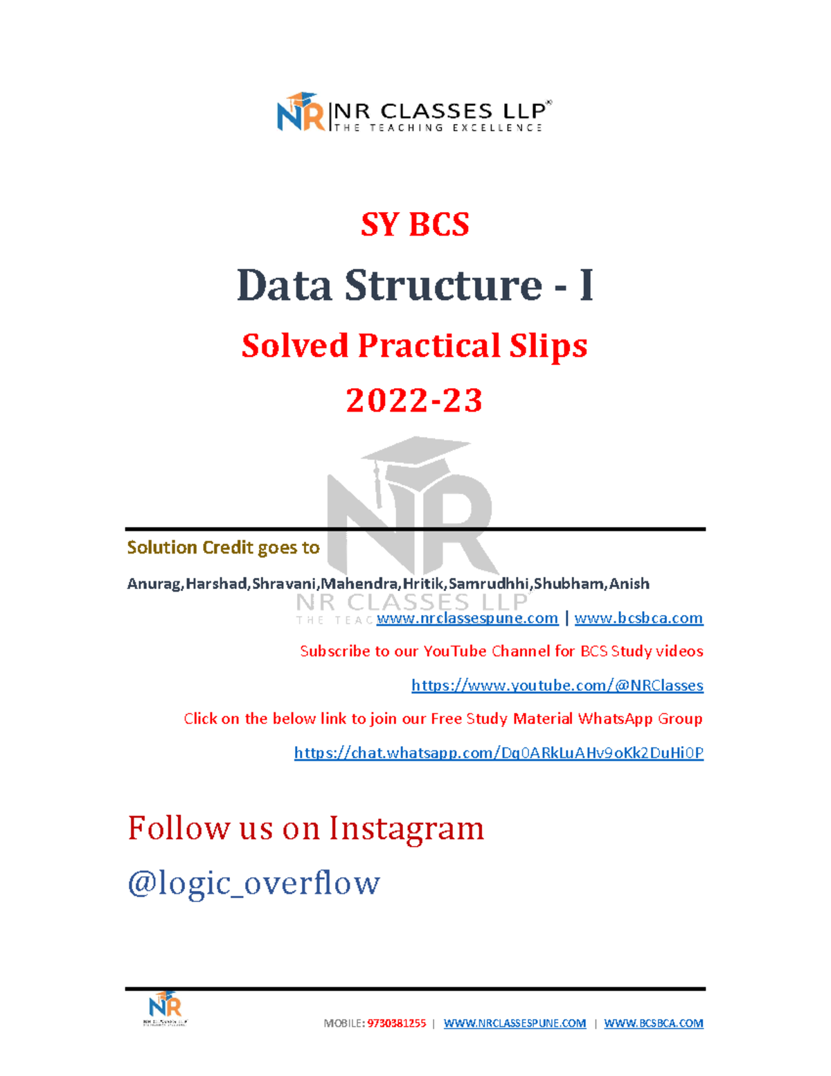 Sybcs DS Practical Slips Solutions for Data Structures 2022-23 - Studocu