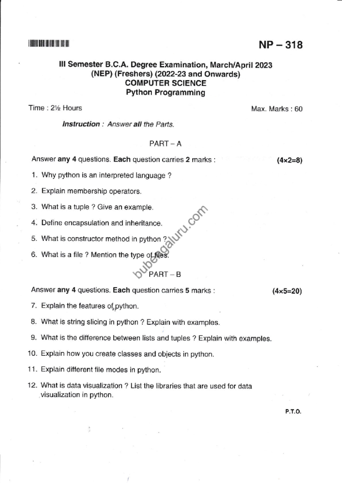 2023 3rd sem BCA Python Programming 2023 - r iiltiilfifi ffi ...