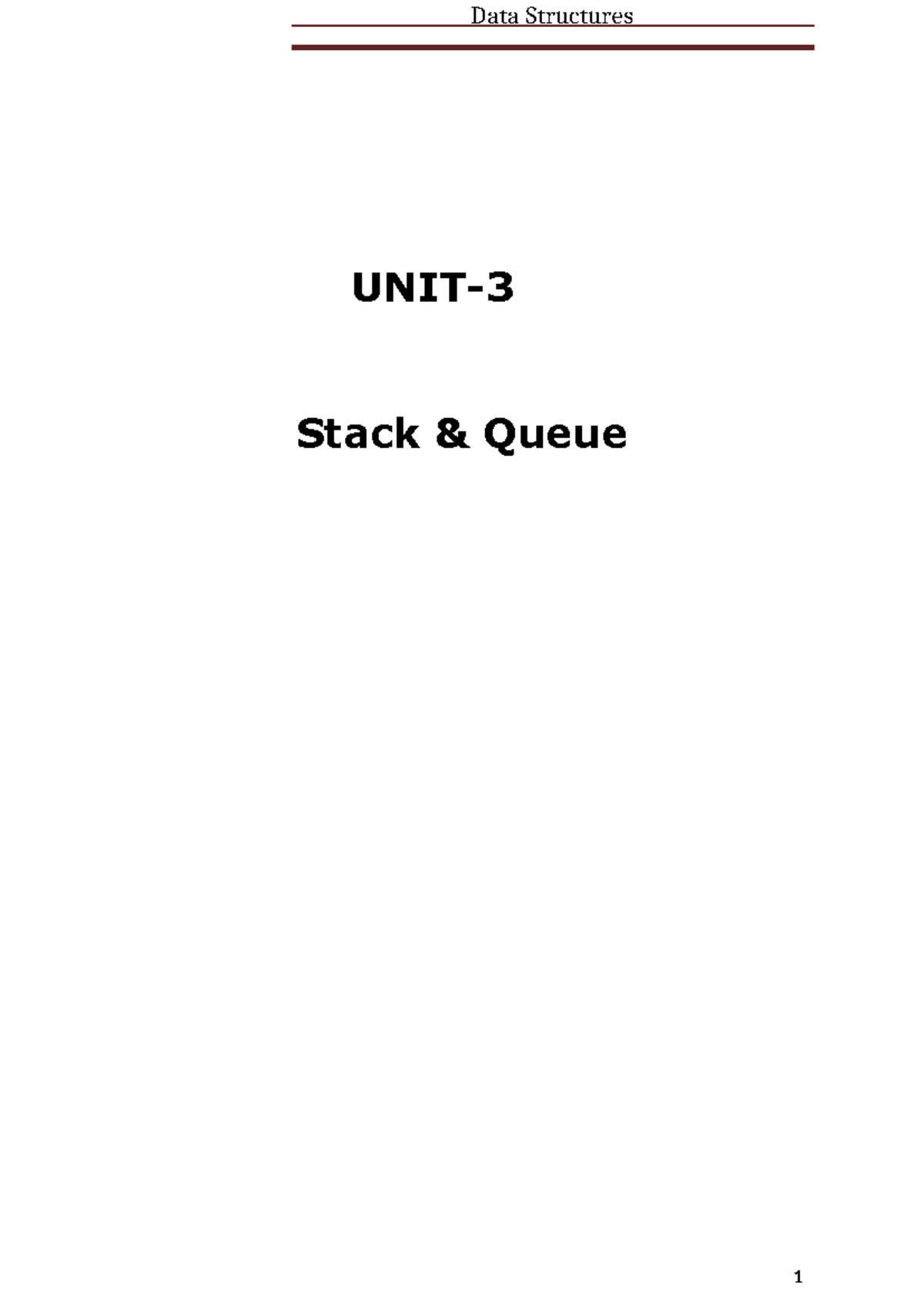 Data Structures: Stack and Queue Concepts (Unit 3) - Studocu