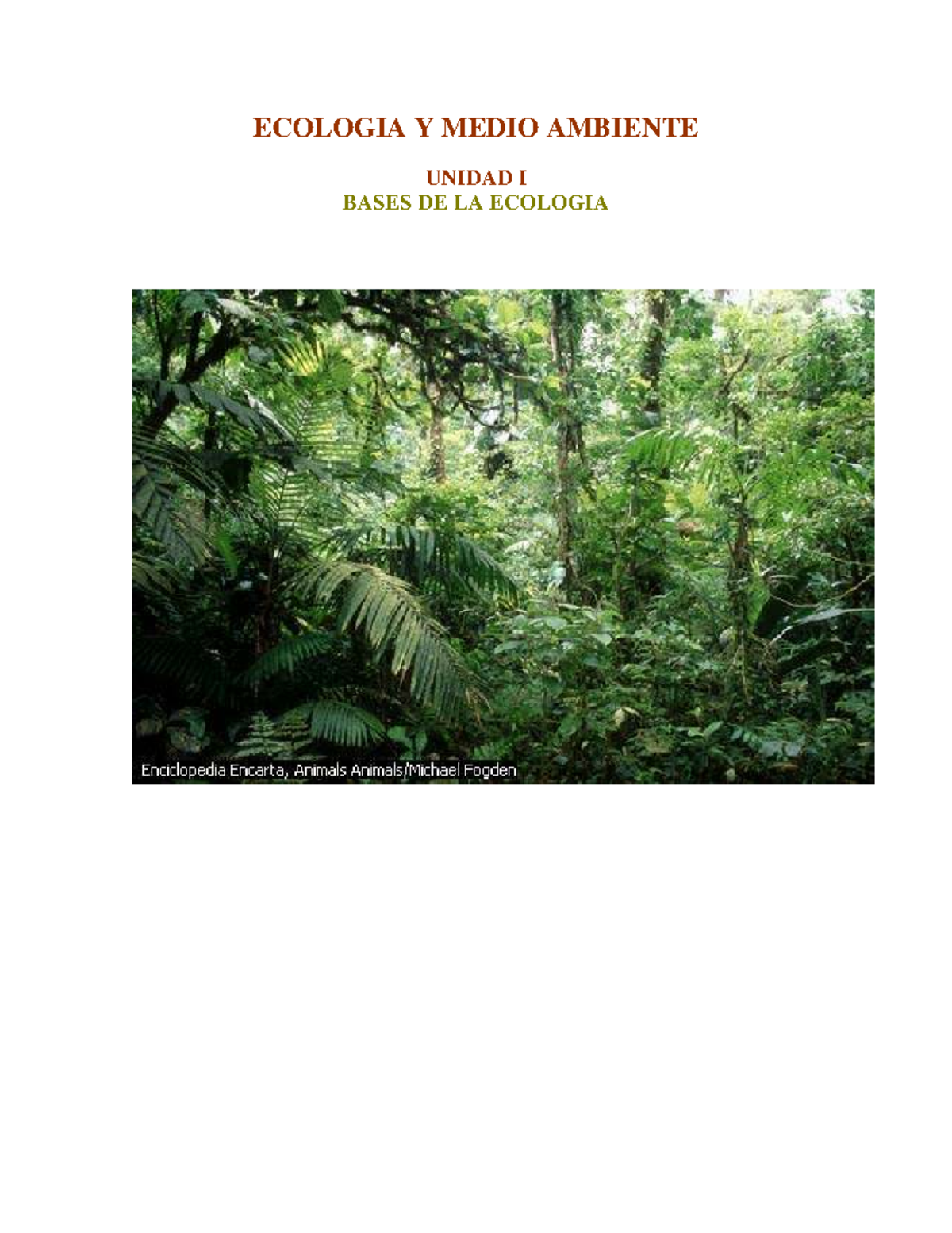 ECO 101: Bases de la Ecología y Medio Ambiente - Unidad I - Studocu