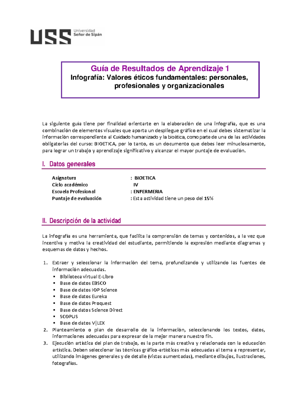 Guía de Resultados de Aprendizaje 1: Infografía en BIOETICA IV - Studocu