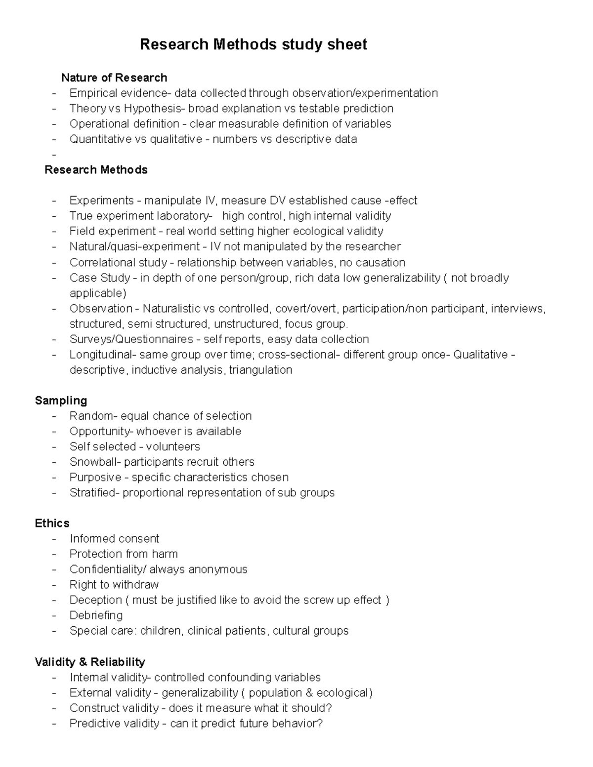 Research Methods Study Guide: Key Concepts & Techniques (RM101) - Studocu
