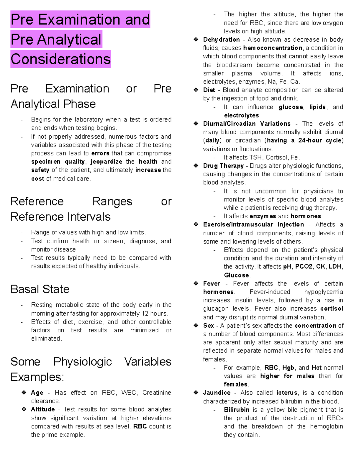 MLS1A- Module 6 - Phlebotomy Lecture for venipuncture - Pre Examination ...