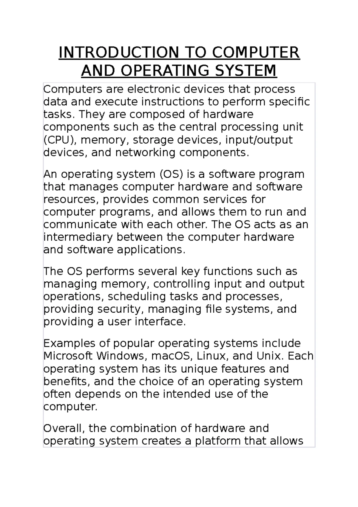 Operating System MCQs for Exam Preparation (OS 101) - Studocu