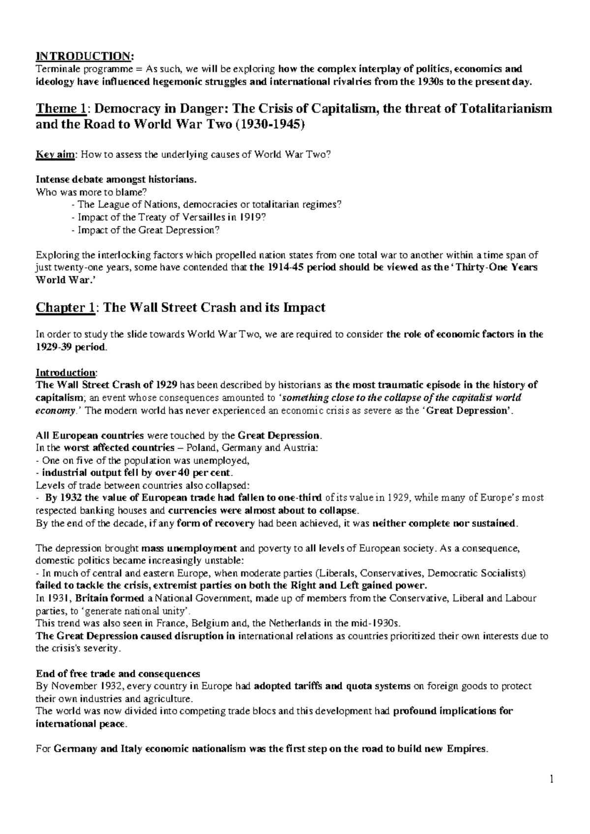 The Wall Street Crash: Economic Factors Leading to WWII (HIST 101 ...