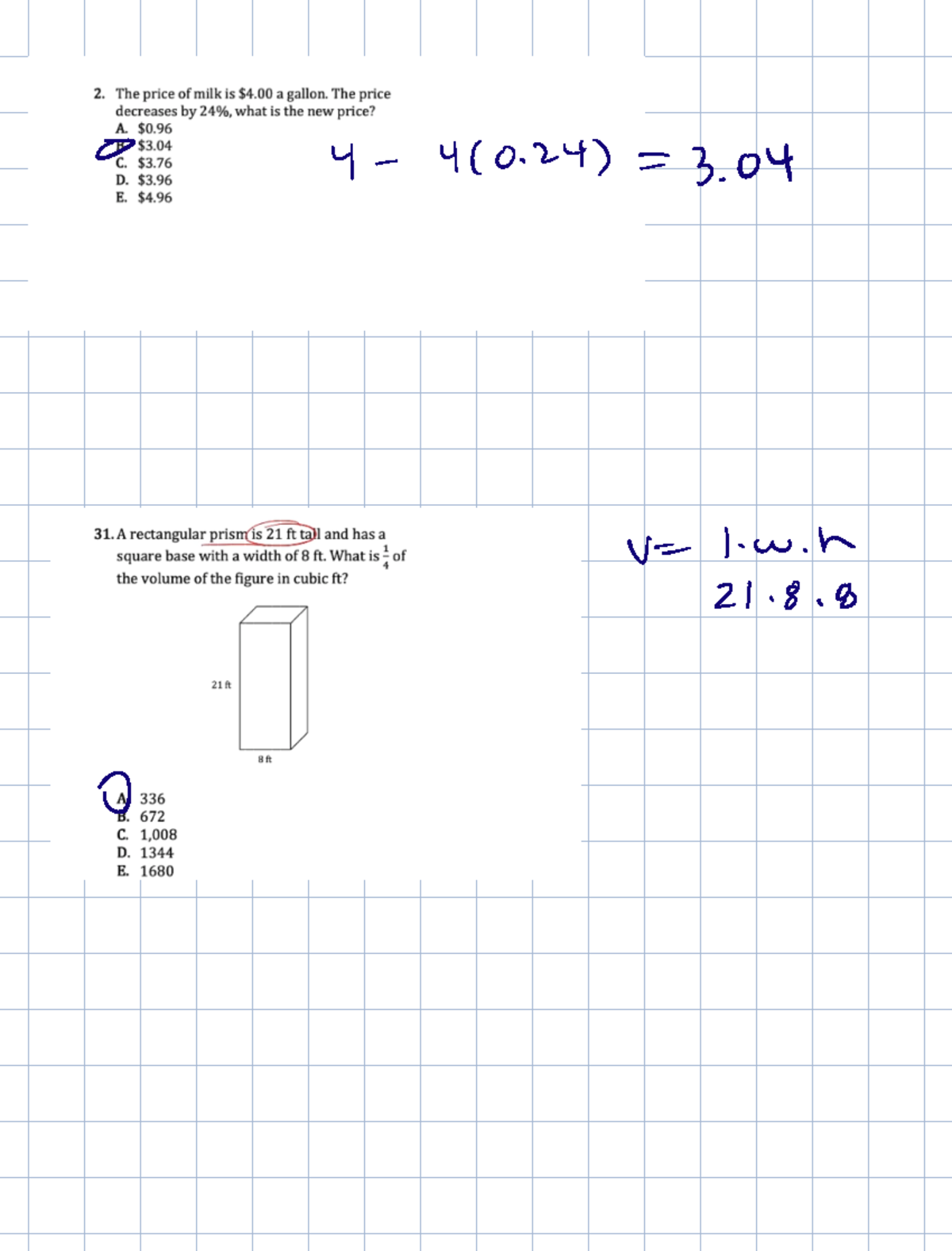 12 most repetitive act math question types answers - w 30 r 3 a TV v 2 ...
