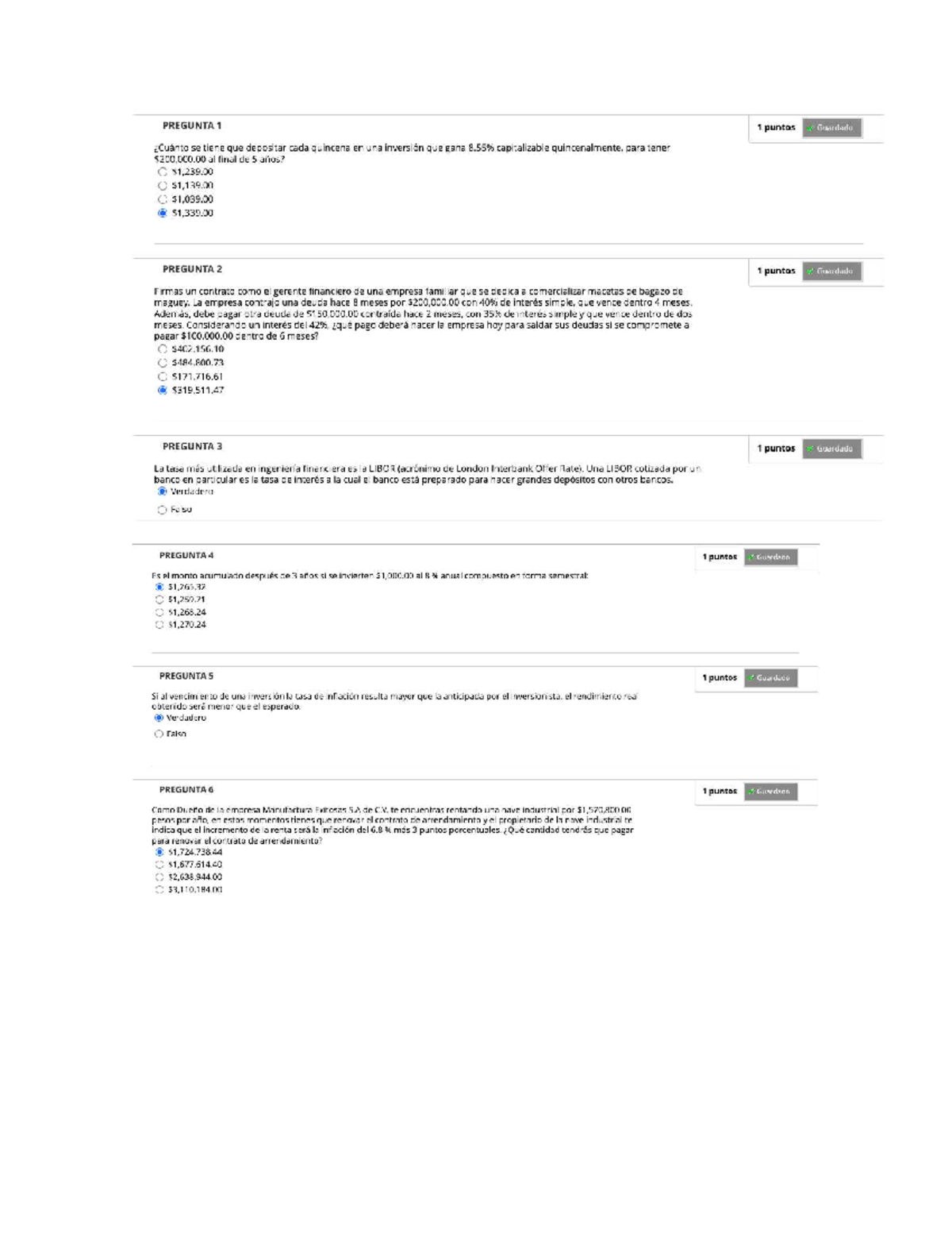 Matemáticas Financieras: Preguntas y Respuestas - Automatizada - Studocu