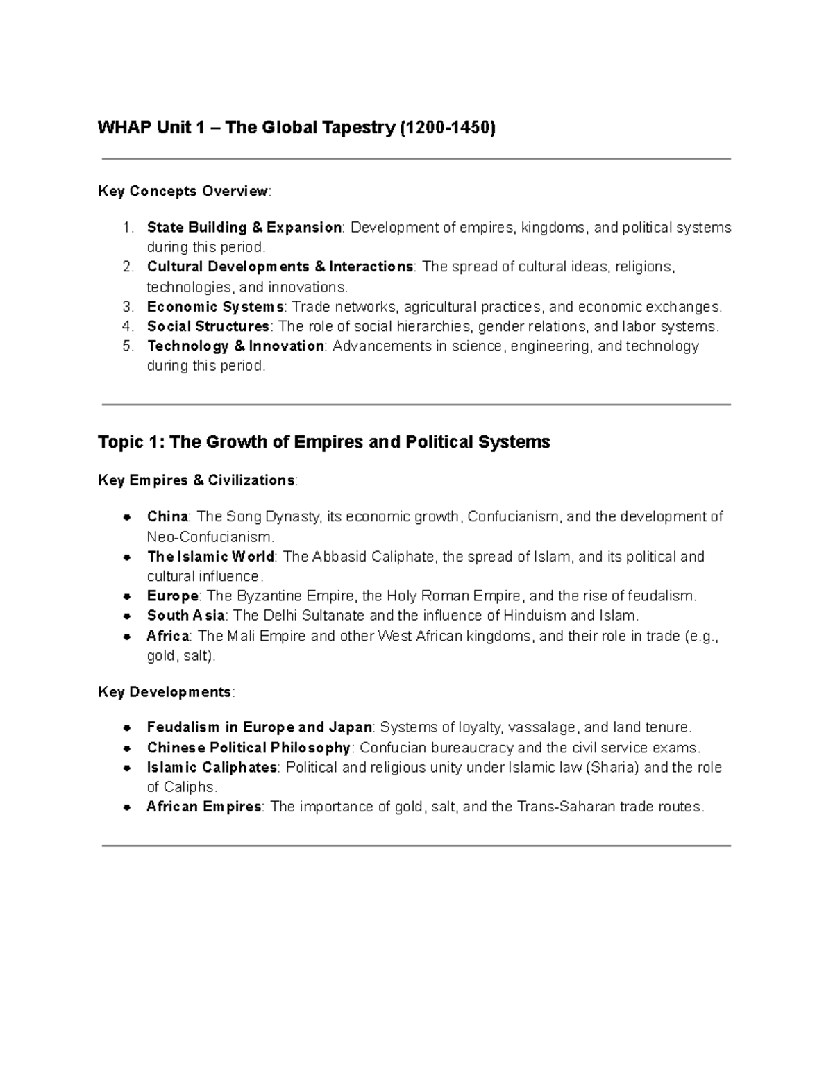 AP World History Modern Midterm Study Guide: Units 1-4 Overview - Studocu