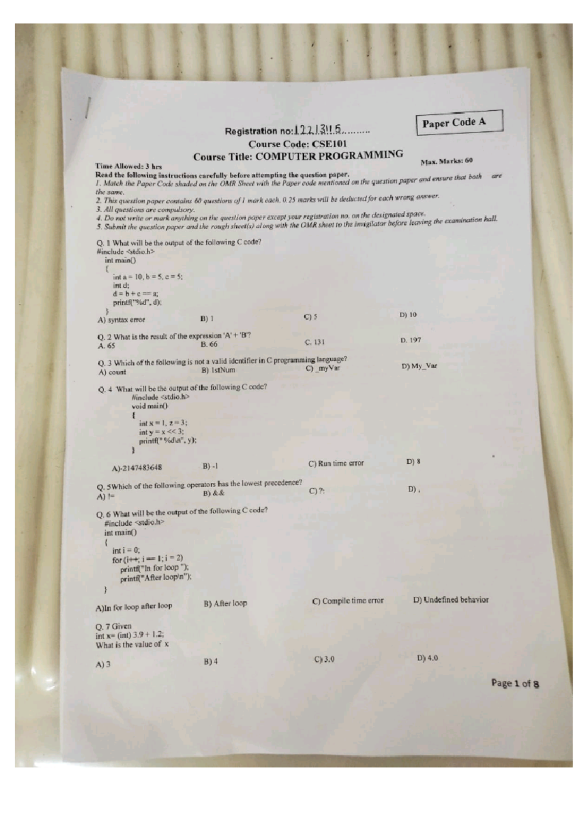 C (End Term Paper) - This includes most of the important practice mcqs ...