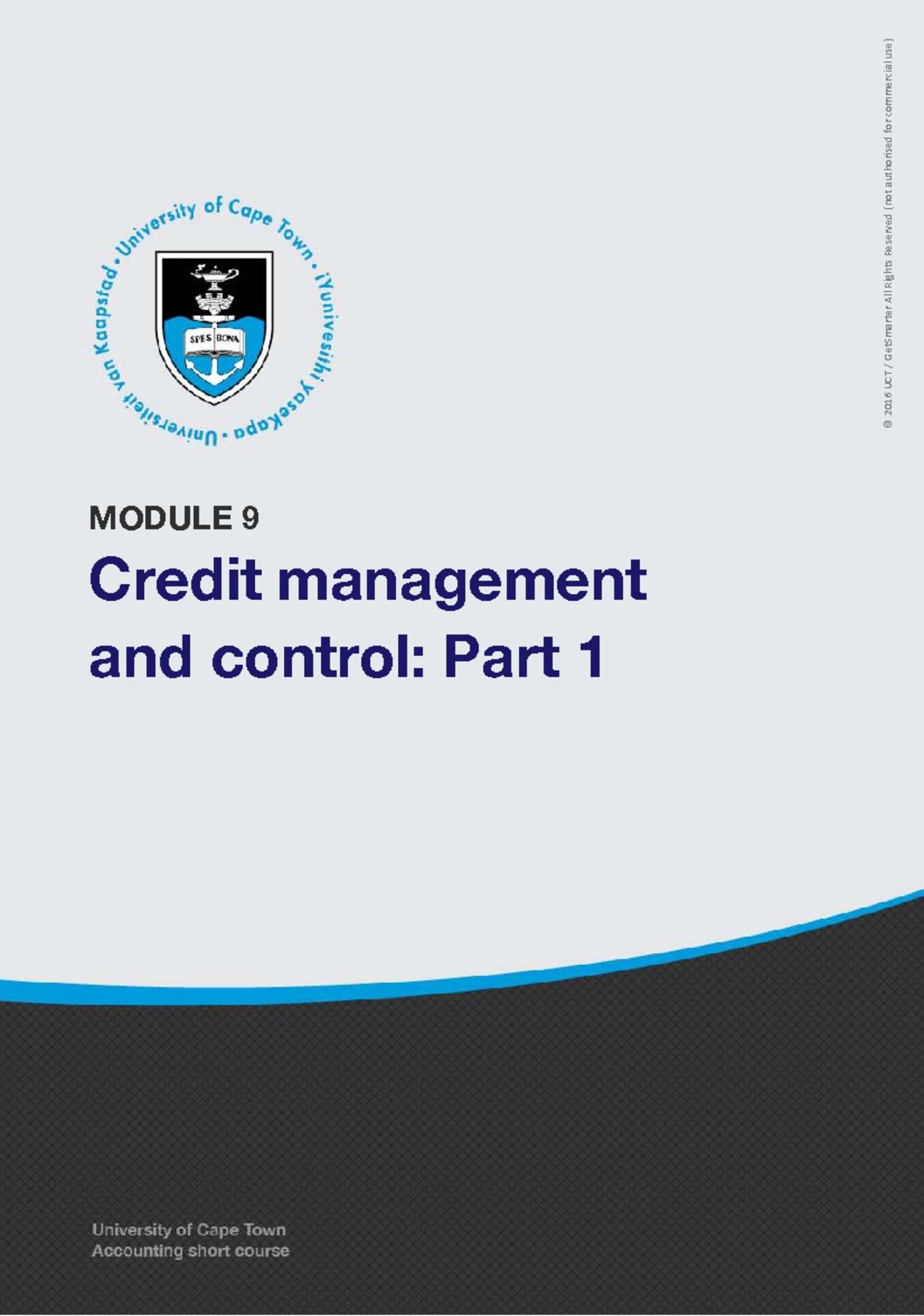 UCT ACC Module 9 – Credit Management and Control Notes Part 1 - Studocu