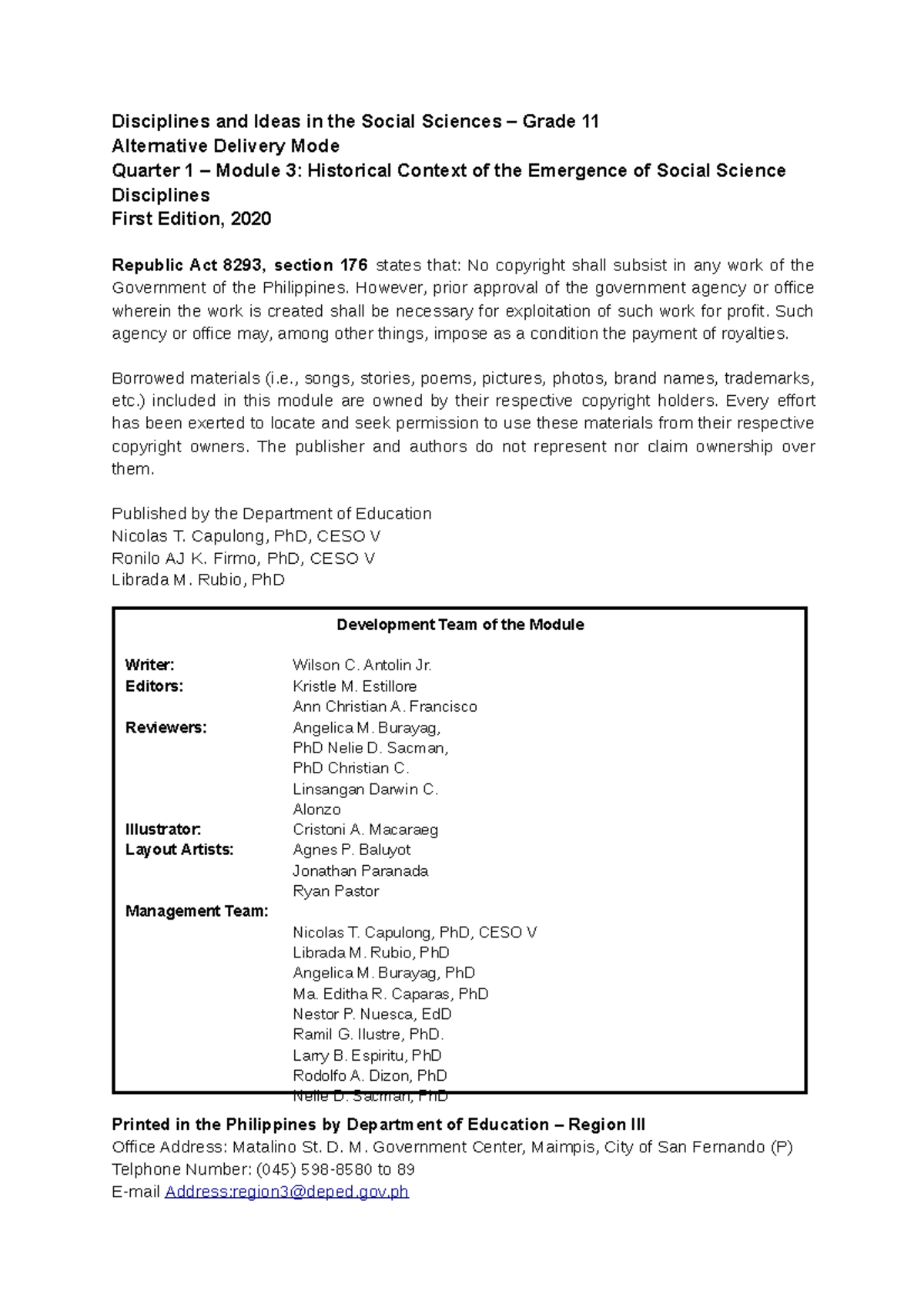 DISS Module 3 - Historical Context of Social Science Disciplines - Studocu