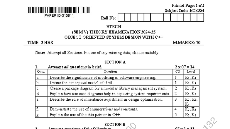 BTECH (SEM V) OOSD C++ Practice Questions for PYQ - Studocu