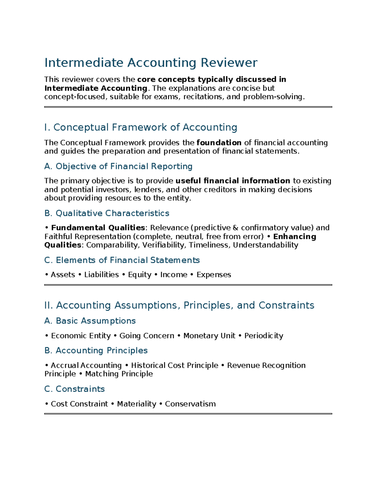 Intermediate Accounting – Comprehensive Exam Reviewer - Studocu