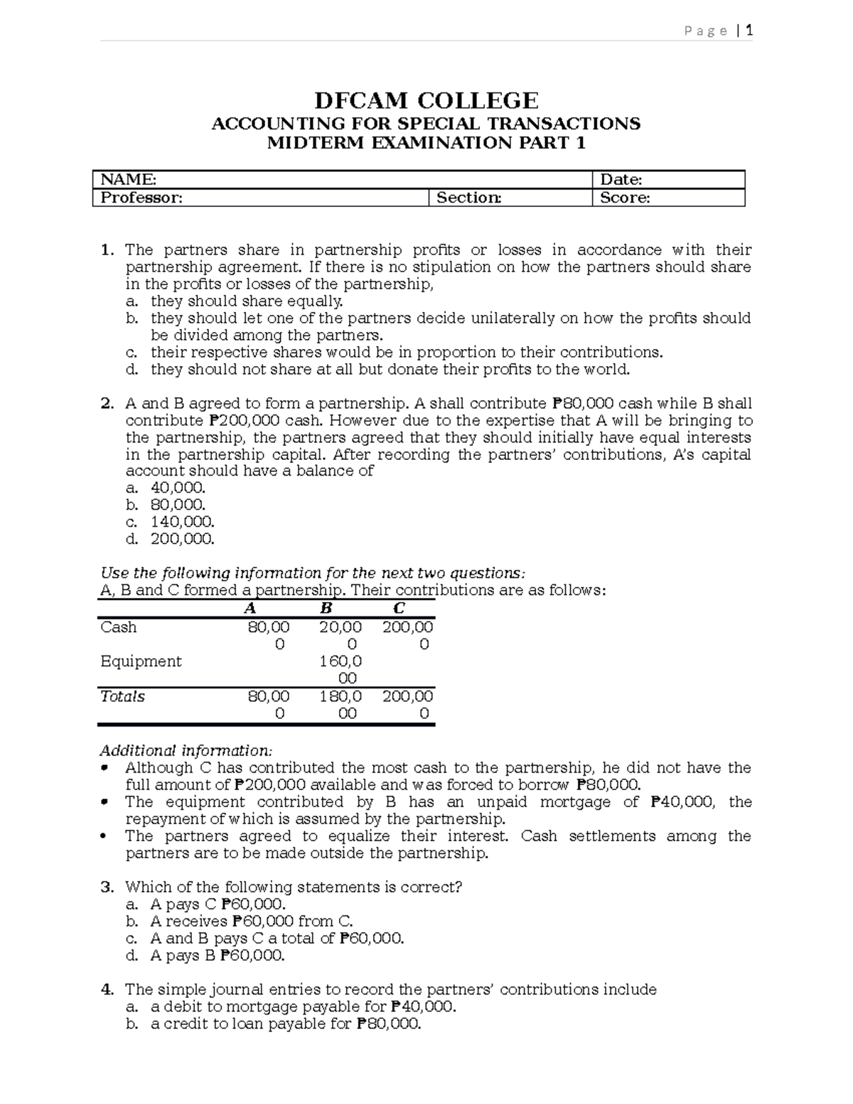 **Accounting for Special Transactions: Midterm Exam 62739221** - Studocu