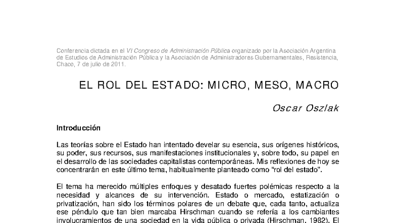 El Rol del Estado: Análisis Micro, Meso y Macro en la Clase 2 - Studocu
