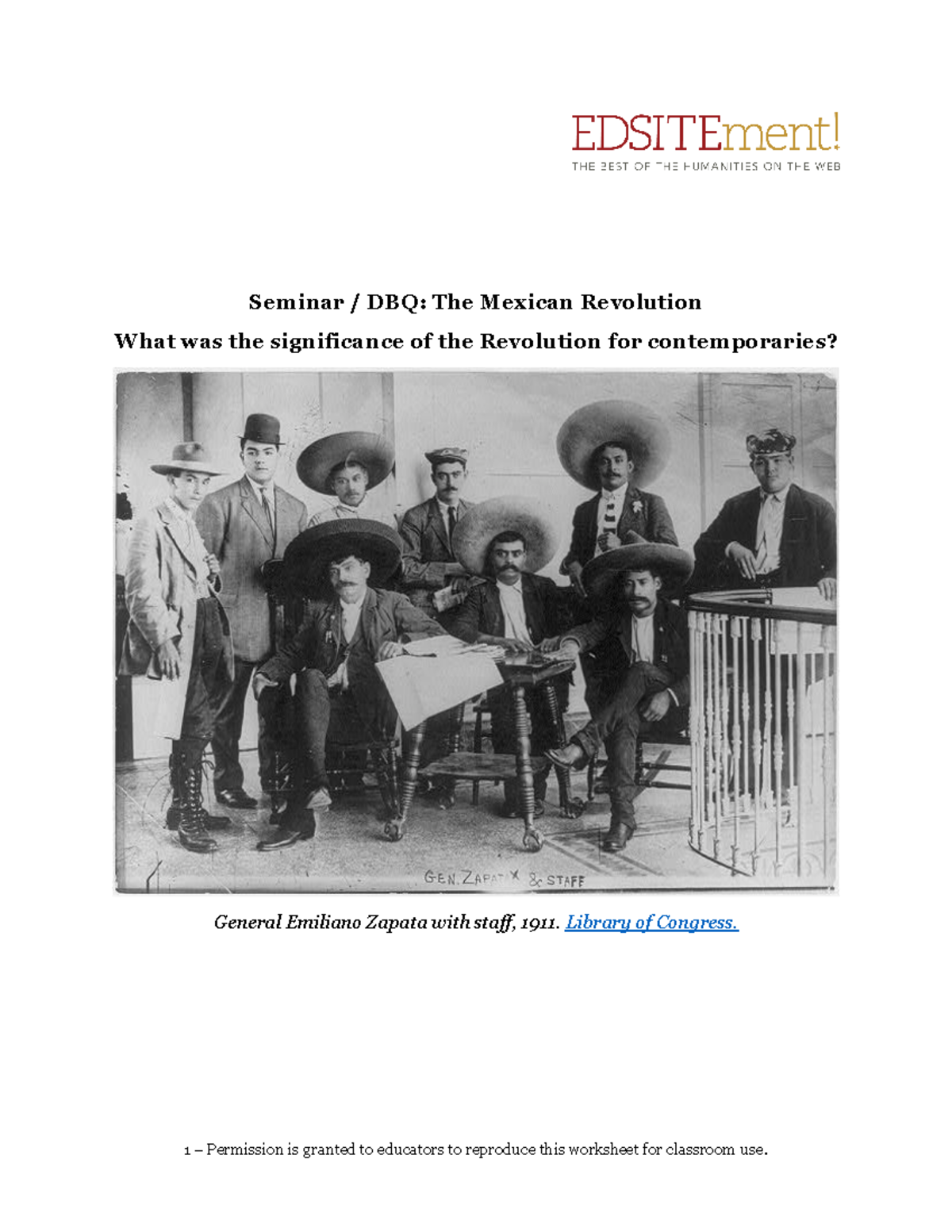 Mexican Revolution DBQ - Seminar / DBQ: The Mexican Revolution What was ...