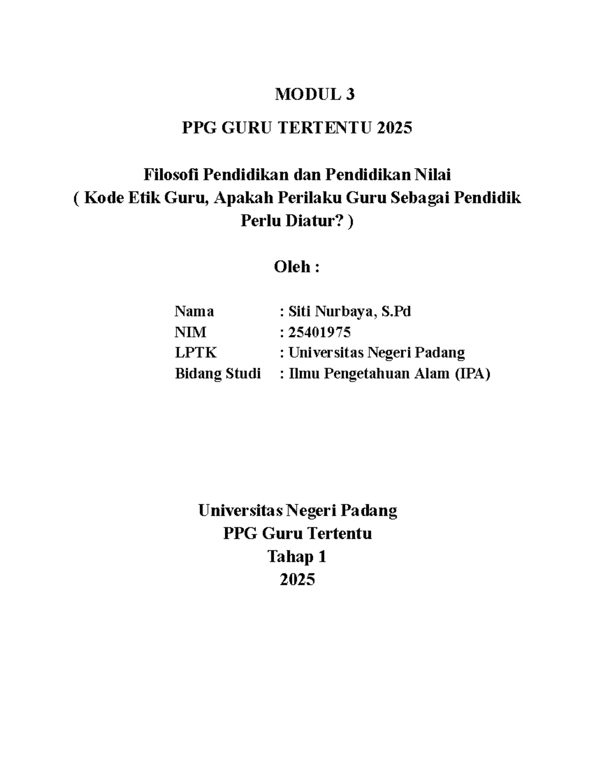 Modul 3 PPG Guru Tertentu 2025: Filosofi Pendidikan & Etika Guru - Studocu