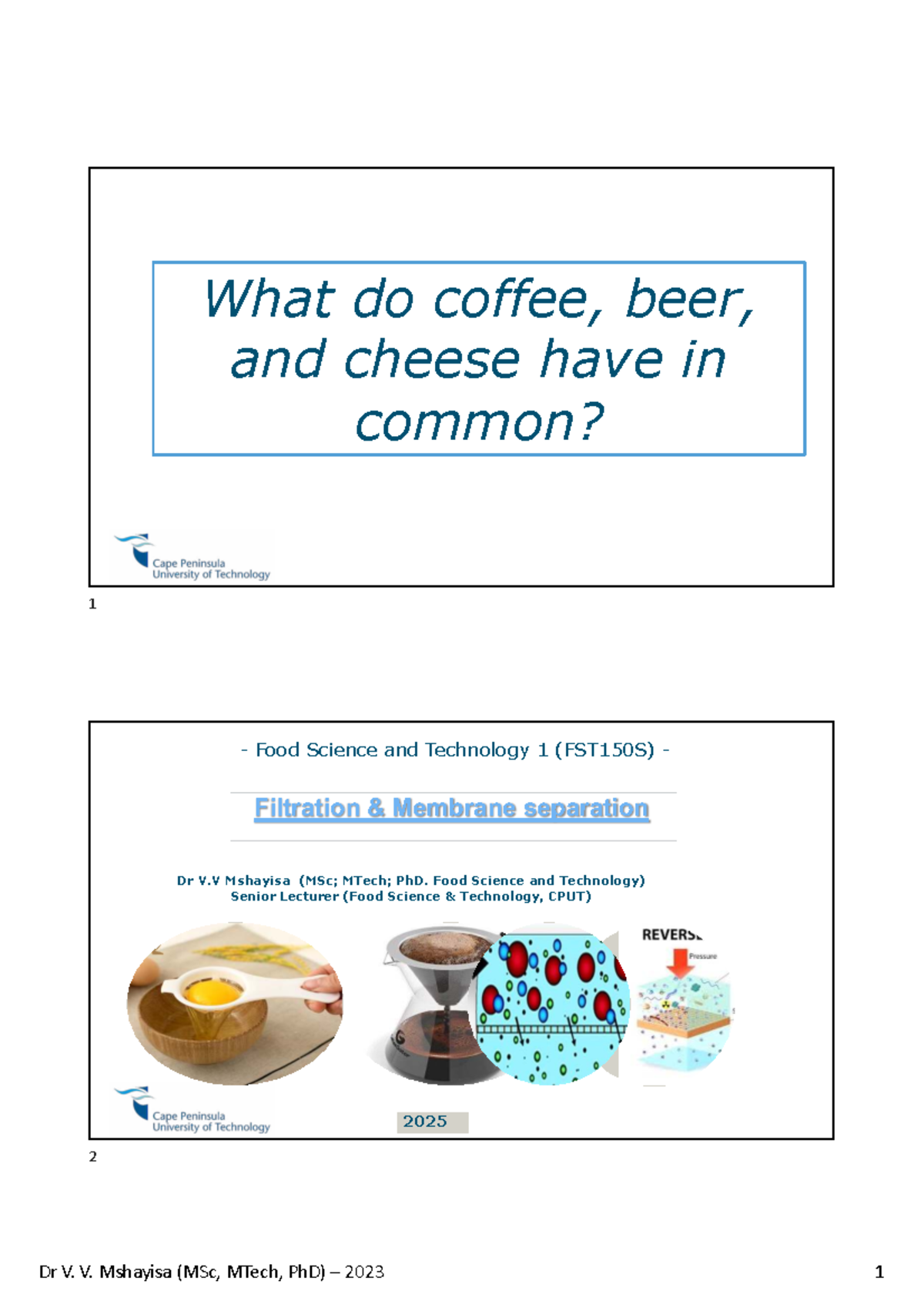 Filtration Techniques in Food Science (FST150S) - Practice Notes - Studocu