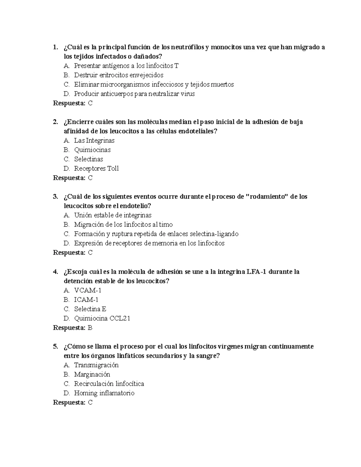 INMUNOLOGÍA: PREGUNTAS SOBRE INMUNIDAD INNATA Y ADAPTATIVA - Studocu