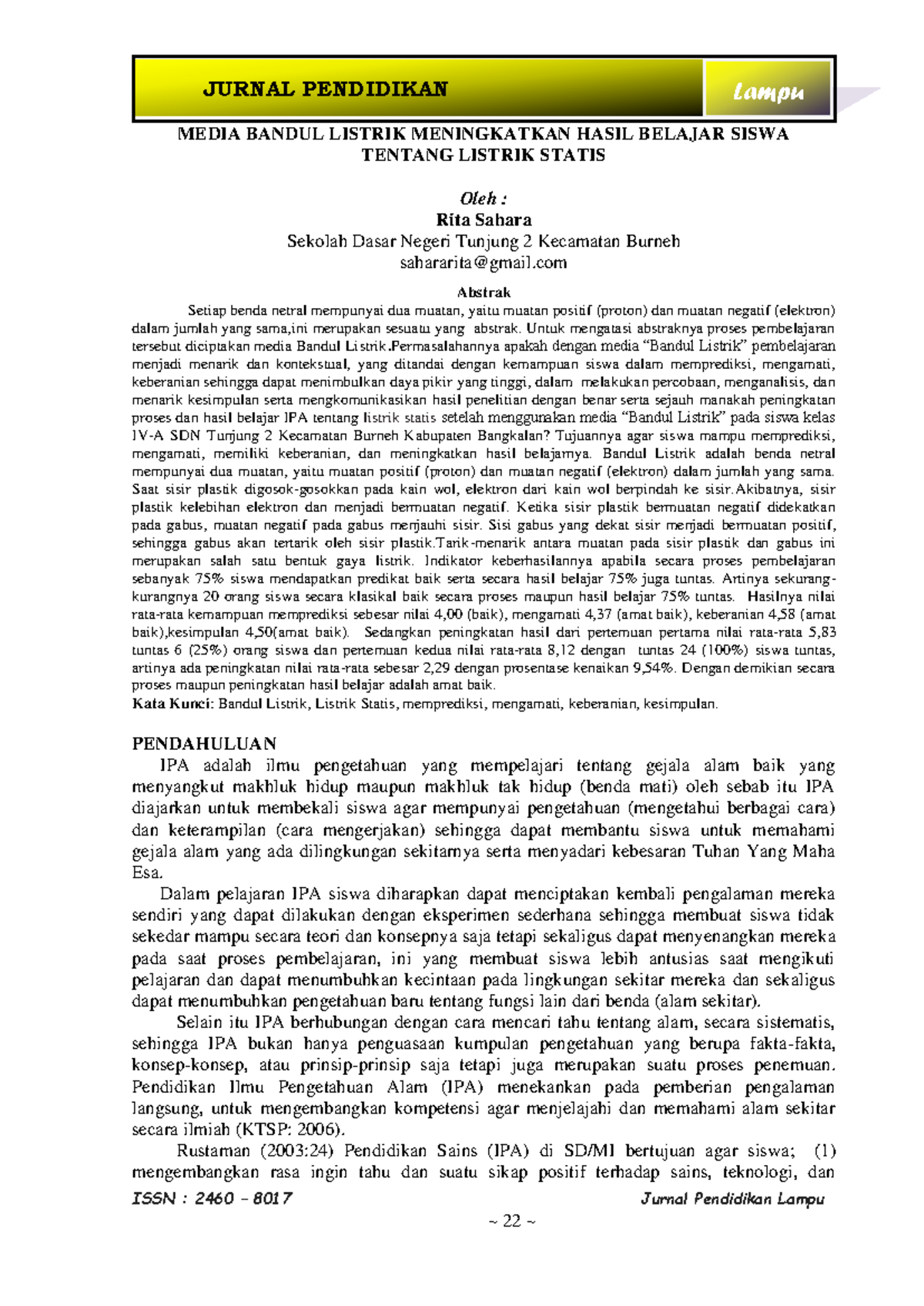 Penggunaan Media Bandul Listrik dalam Meningkatkan Hasil Belajar IPA ...