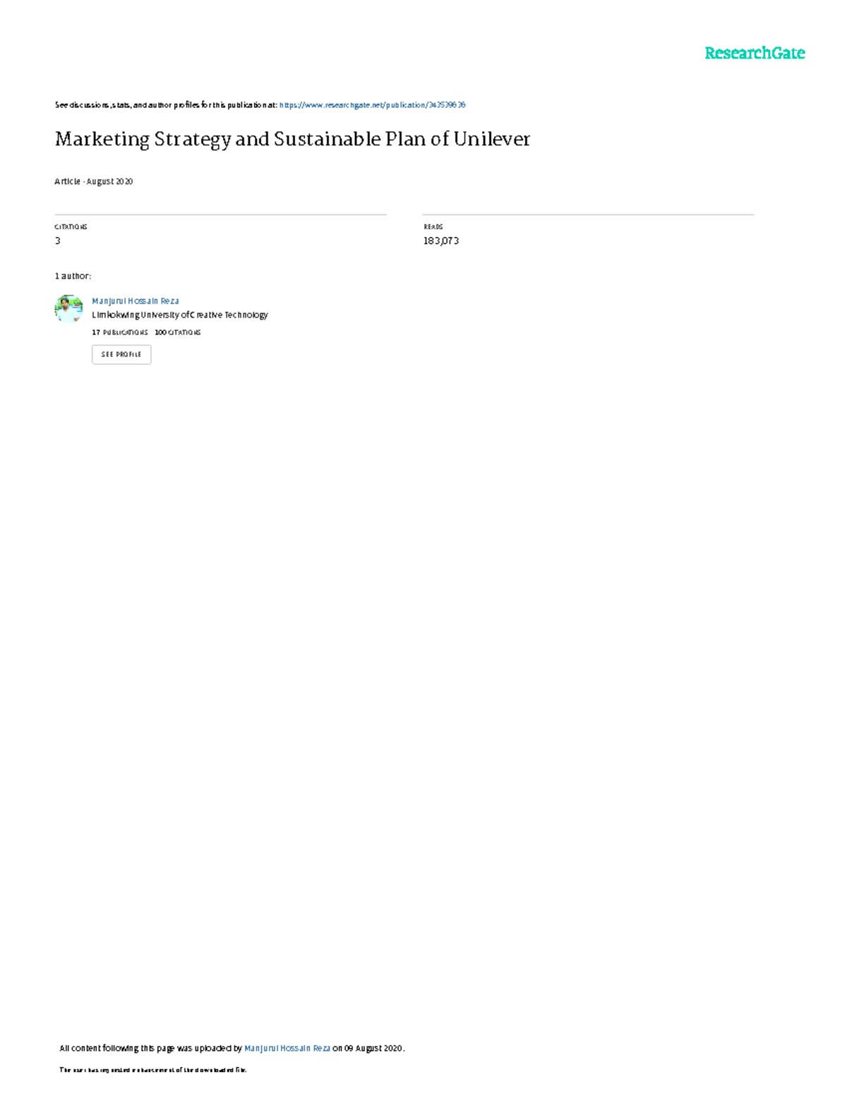 Marketing Strategies & Sustainable Plan of Unilever: A Case Study - Studocu