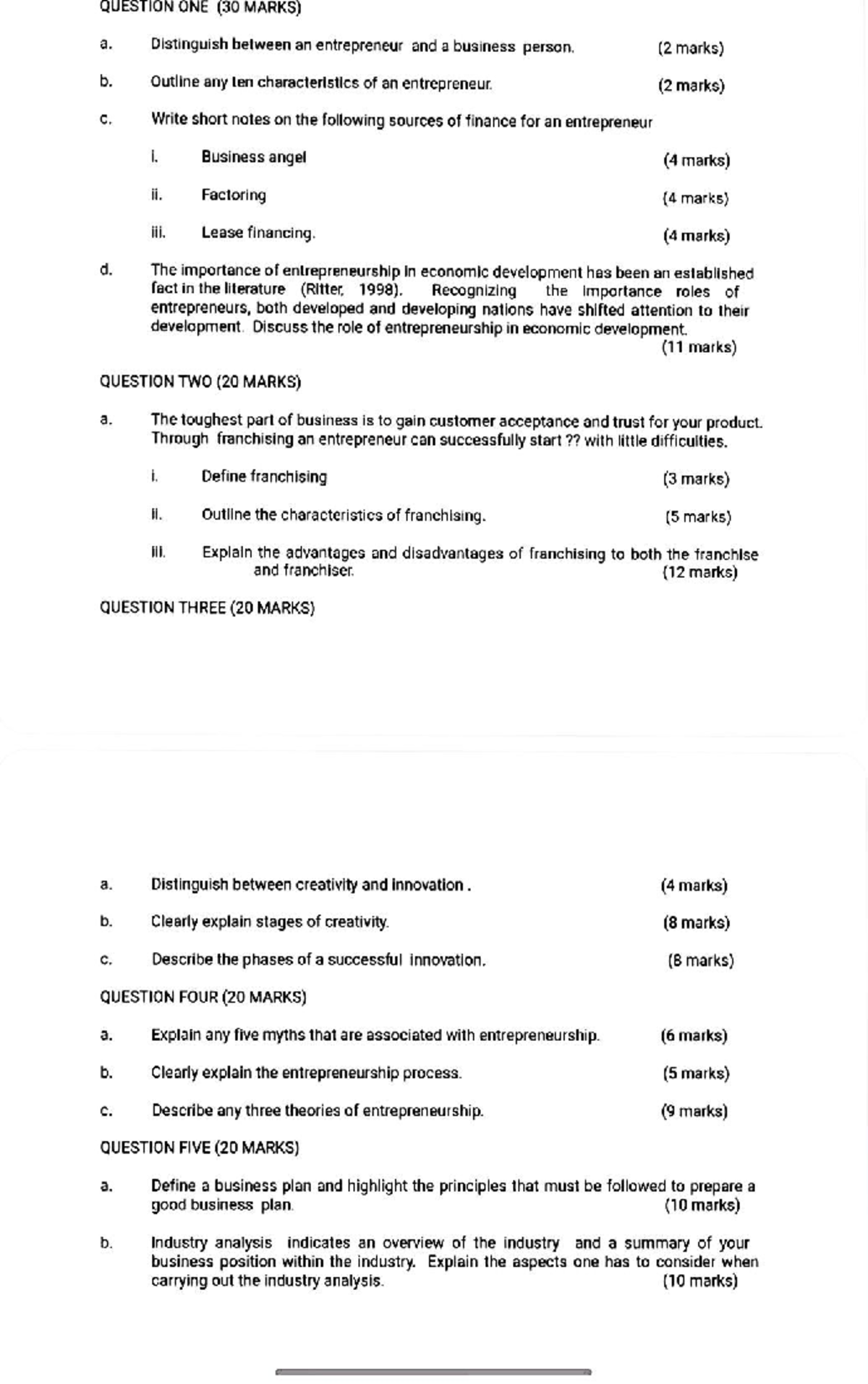 HRD 2401: ENTREPRENEURSHIP REVISION PAPERS - Studocu