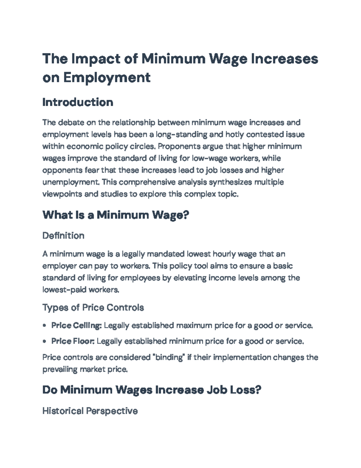 The Impact of Minimum Wage Increases on Employment: A Detailed Study ...