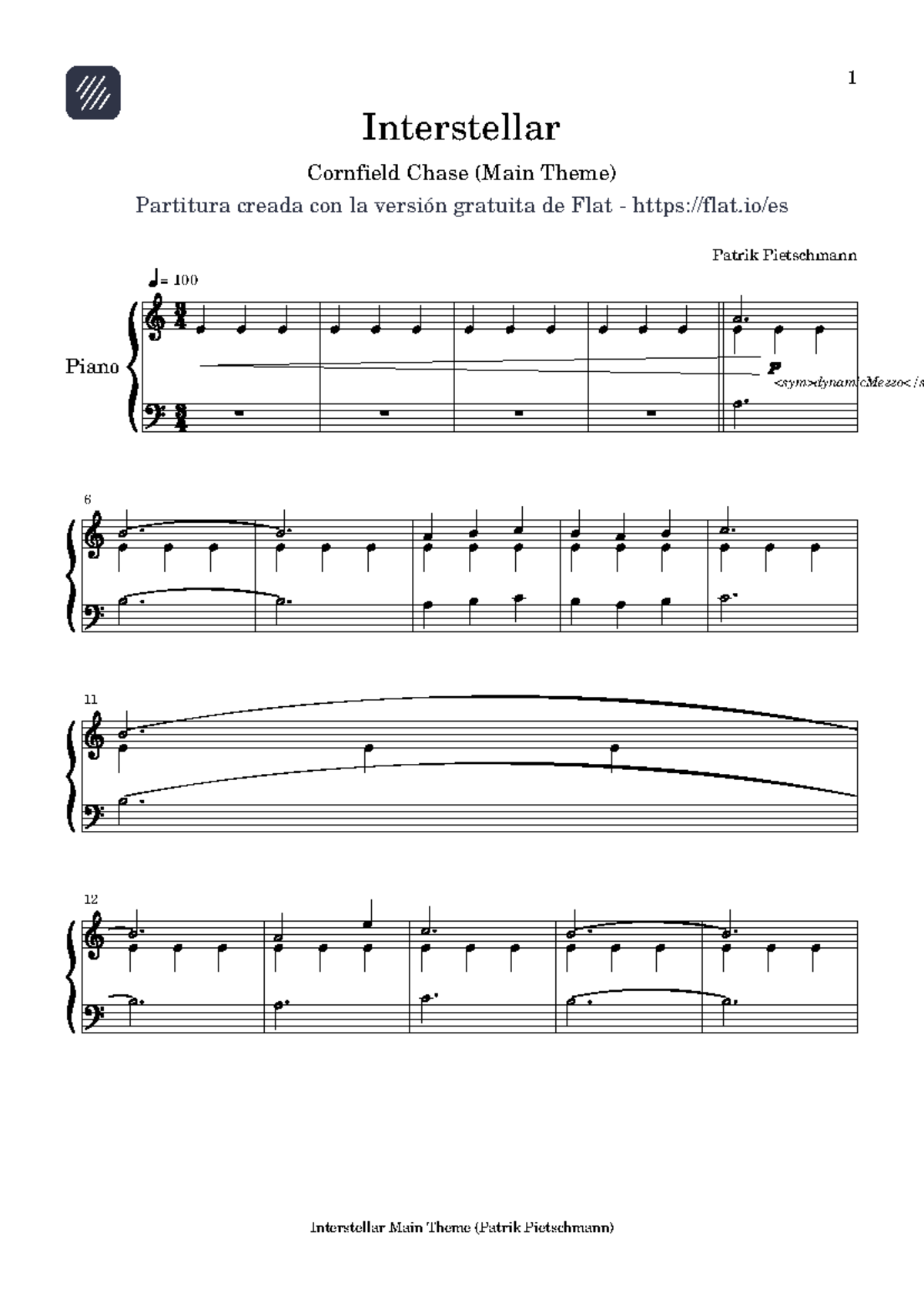 Interstellar (Piano) - Main Theme Sheet Music - Studocu