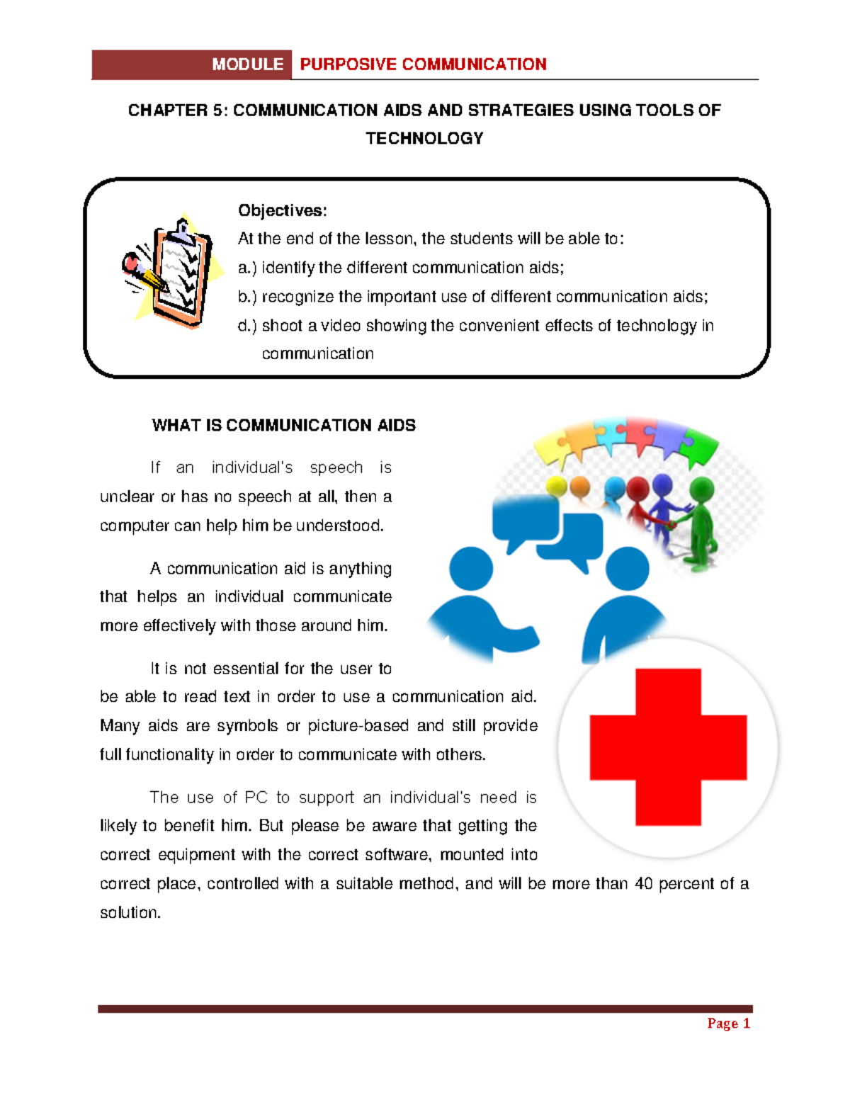 Chapter 5 - Comm. Aids & Strategies Utilizing Tech Tools (Comm 101 ...