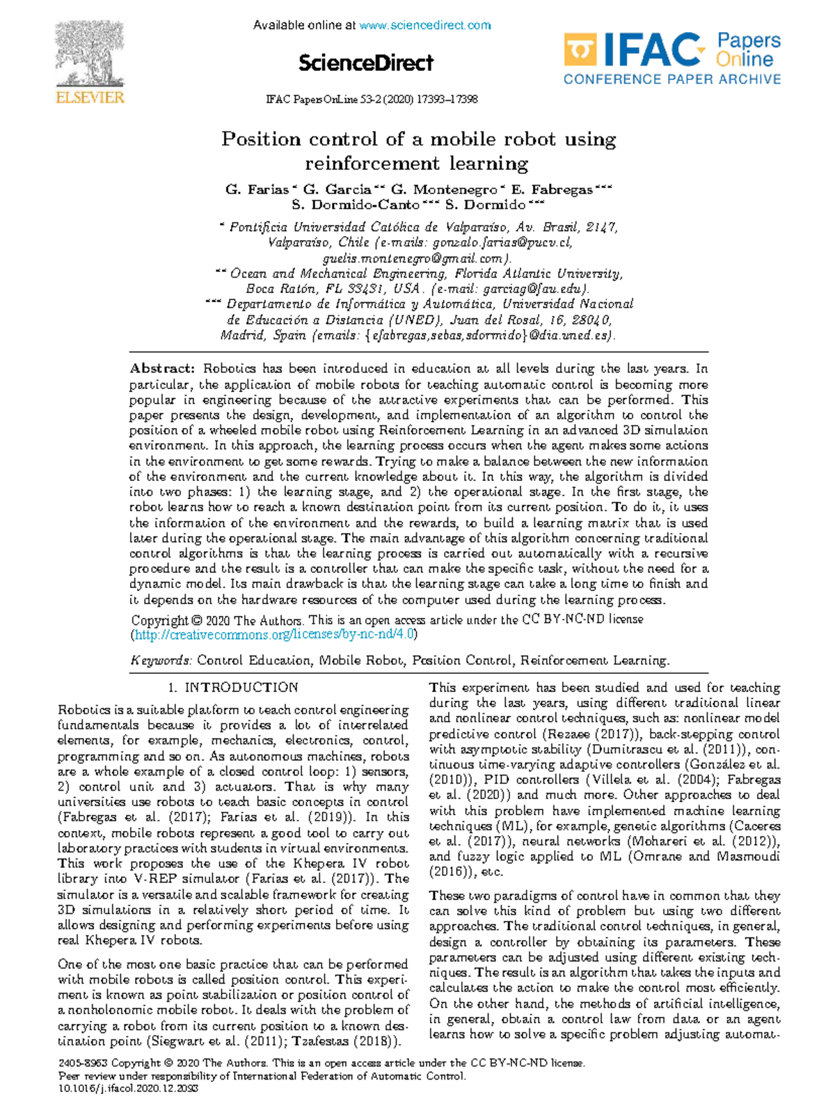 Position Control of a Mobile Robot Using Reinforcement Learning (ENGR ...