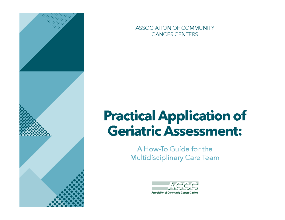 How to Guide for Geriatric Assessment in Oncology Care: Practical ...