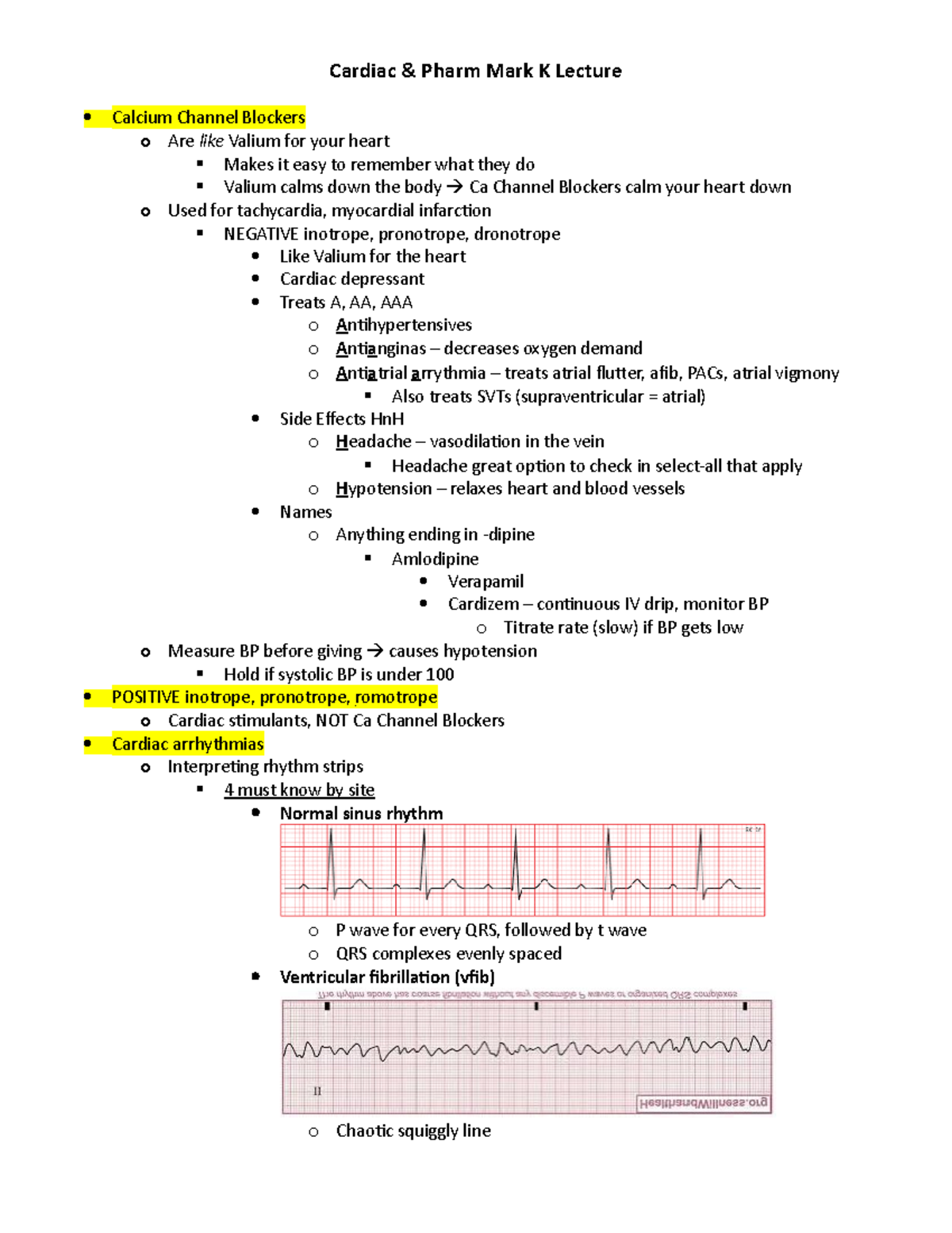 Cardiac & Pharmacology Mark K Lecture Notes (CPM 101) - Studocu