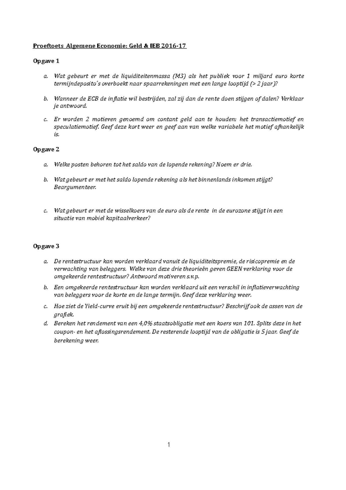 Proeftoets 2017-2018 - Proeftoets Algemene Economie: Geld & IEB 2016 ...