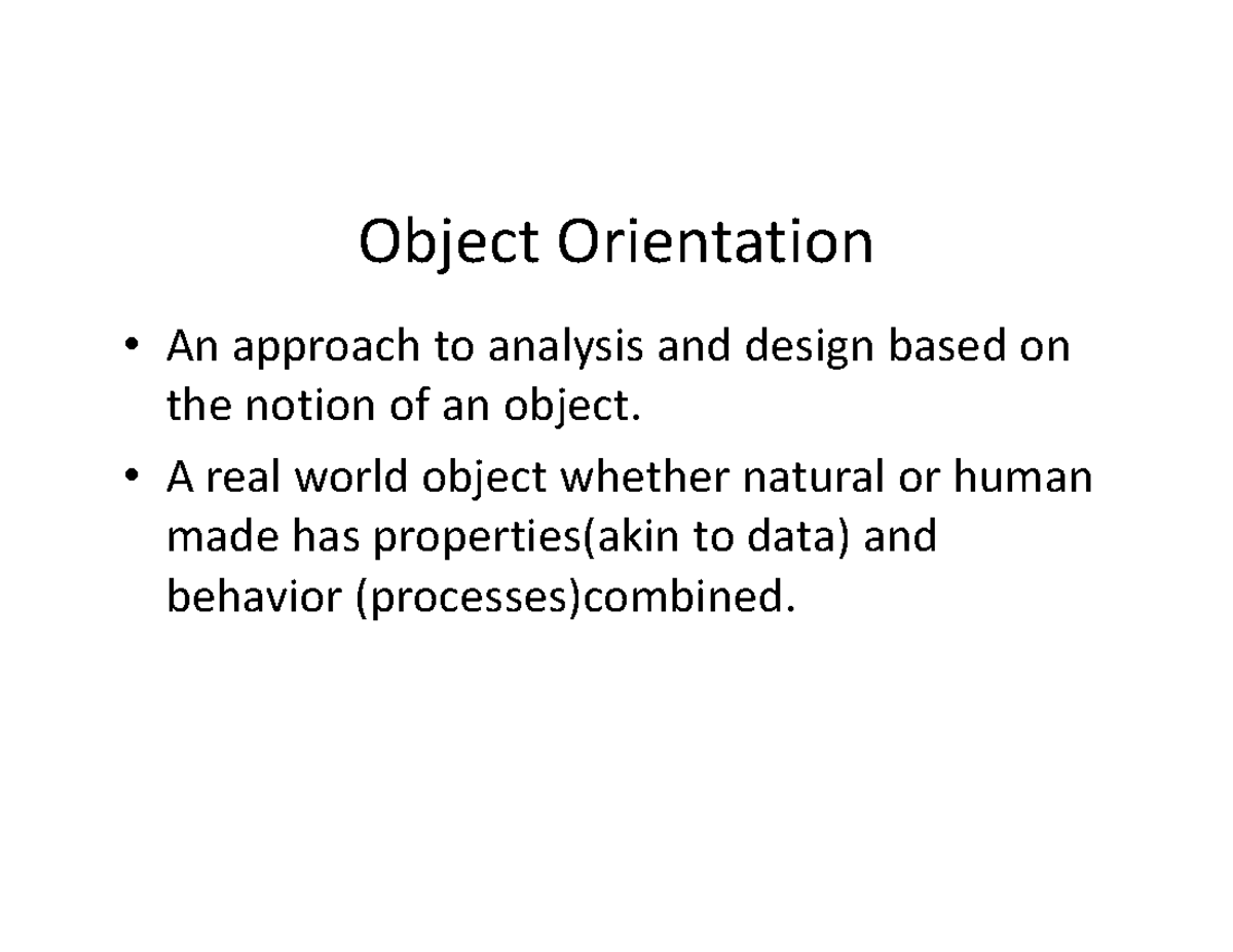 Introduction to OOSAD Concepts: Principles and Features Explained - Studocu