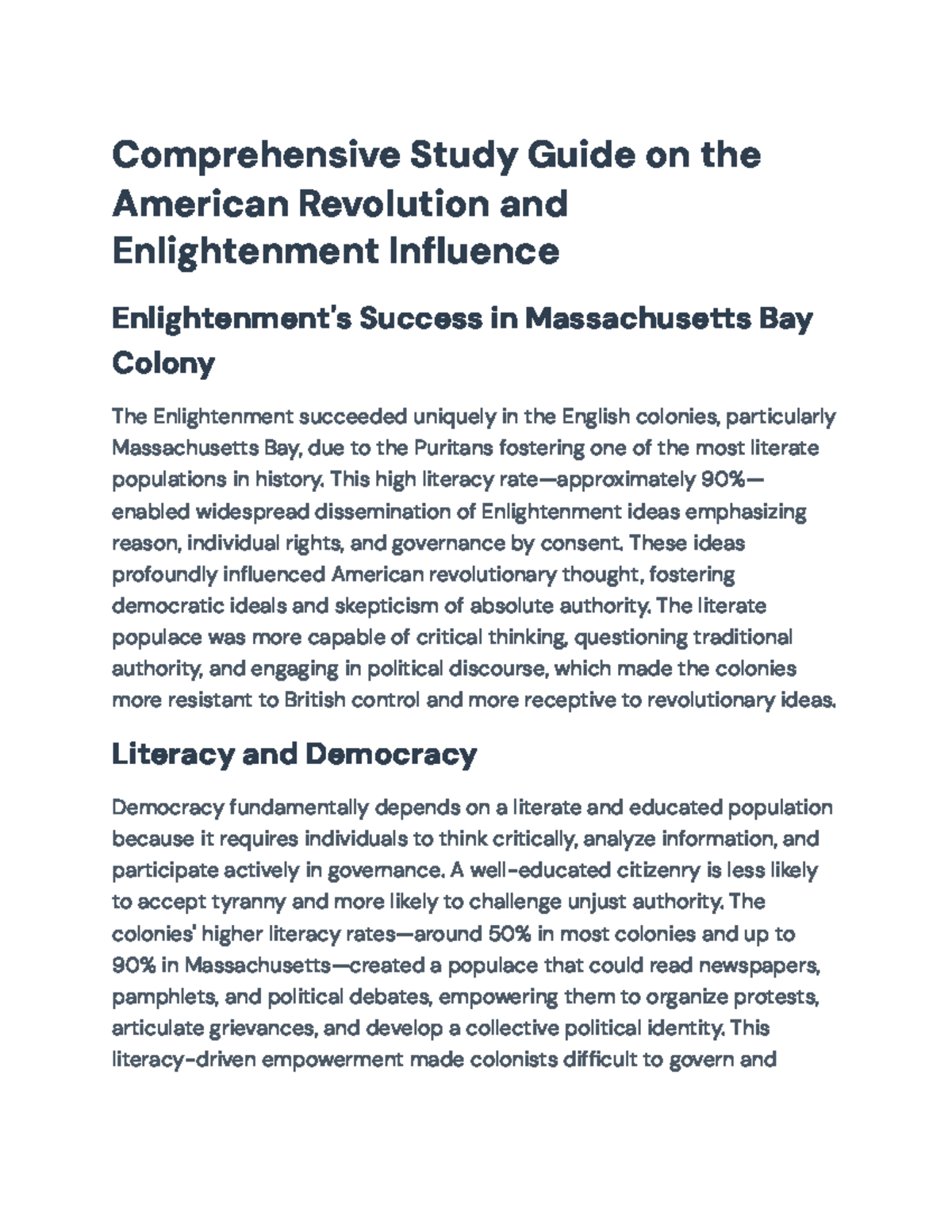 Comprehensive Study Guide: Enlightenment's Role in the American ...