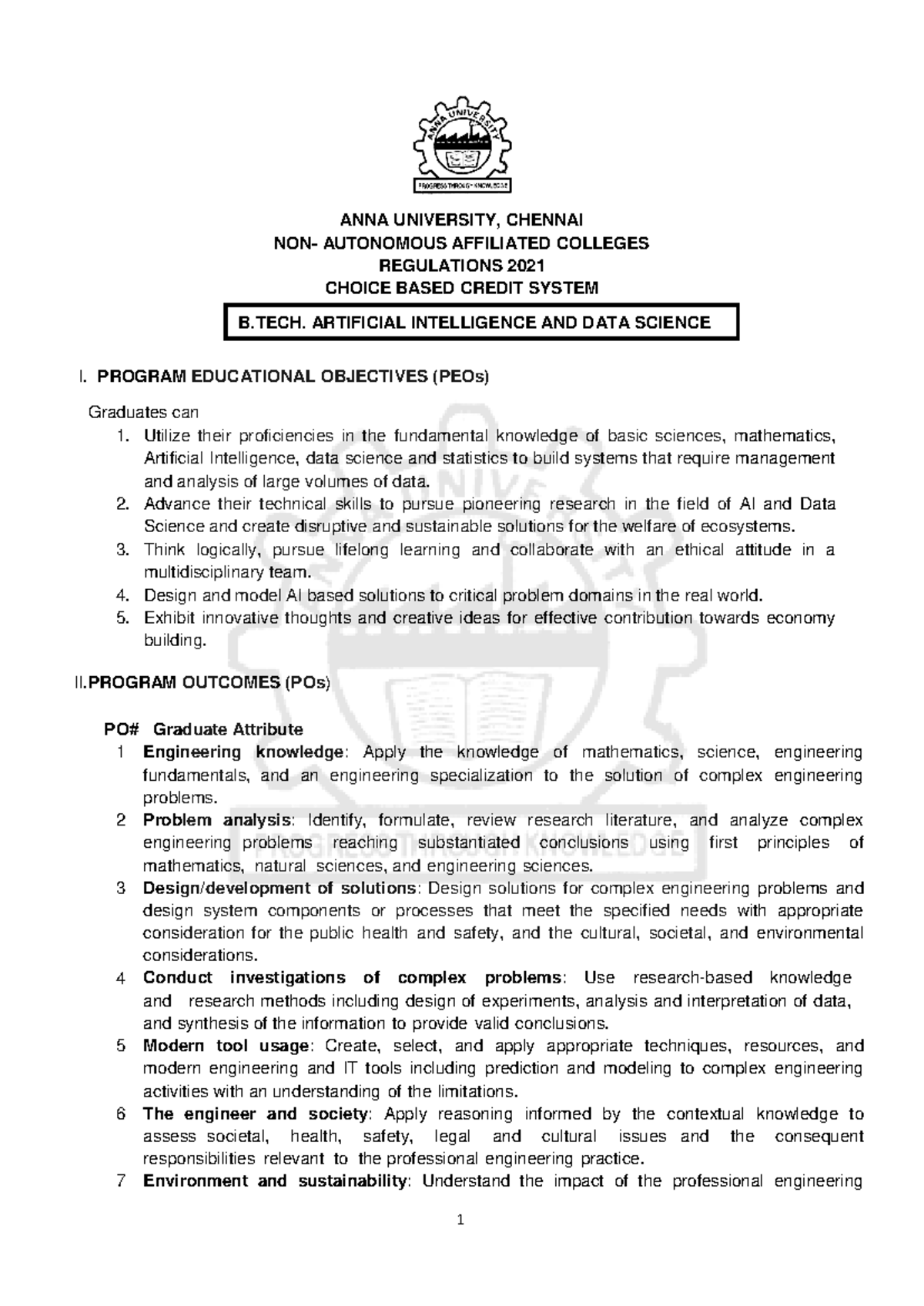 B.Tech. AI & Data Science Program Overview and Regulations 2021 - Studocu