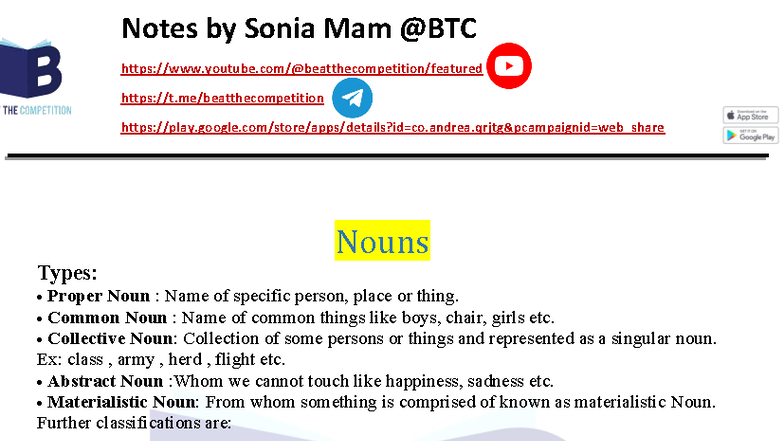 English Grammar Notes: Noun Types, Pronouns, and Adjectives - Studocu