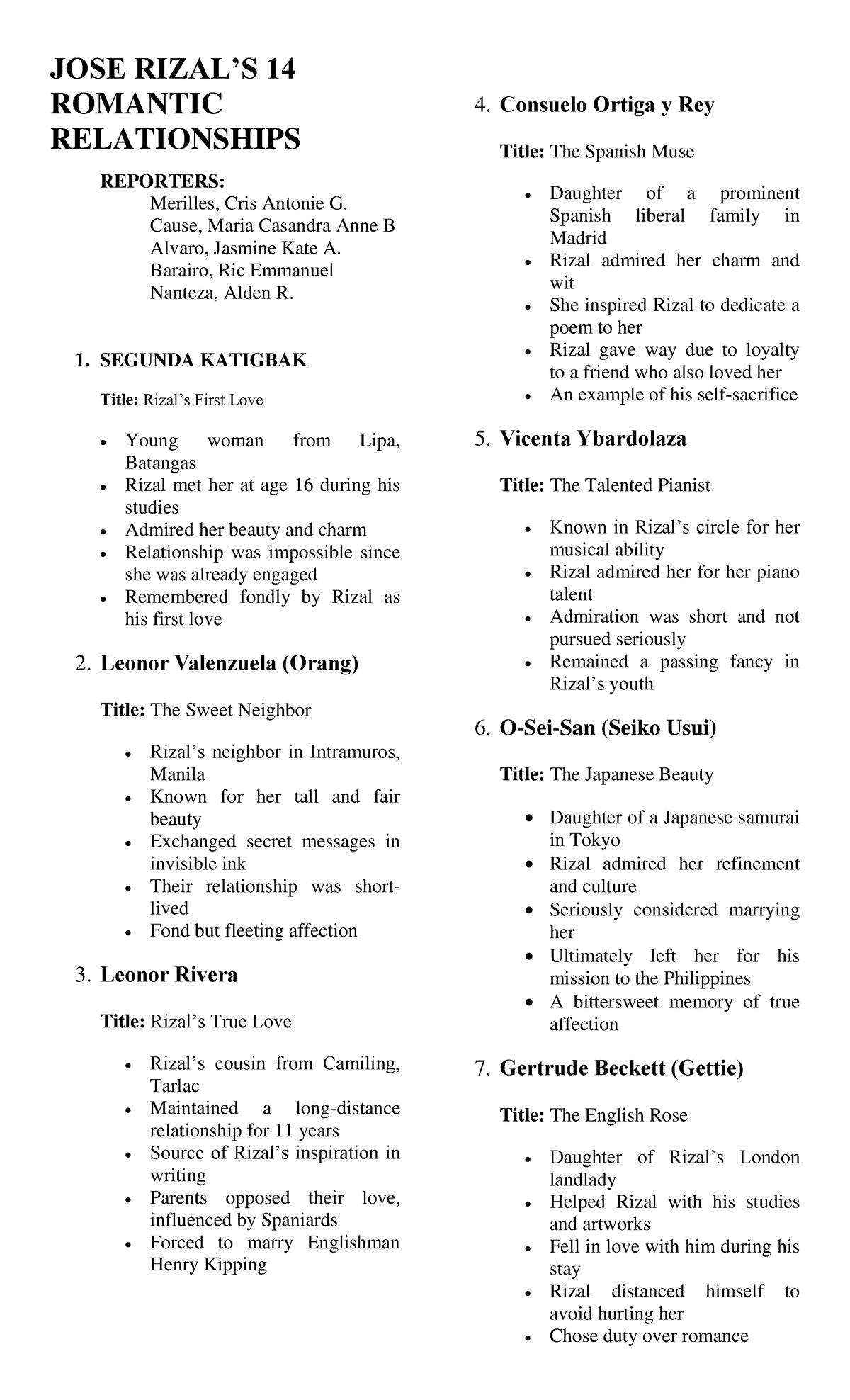 JOSE 14 ROMANTIC RELATIONSHIPS OF RIZAL: A Comprehensive Report - Studocu